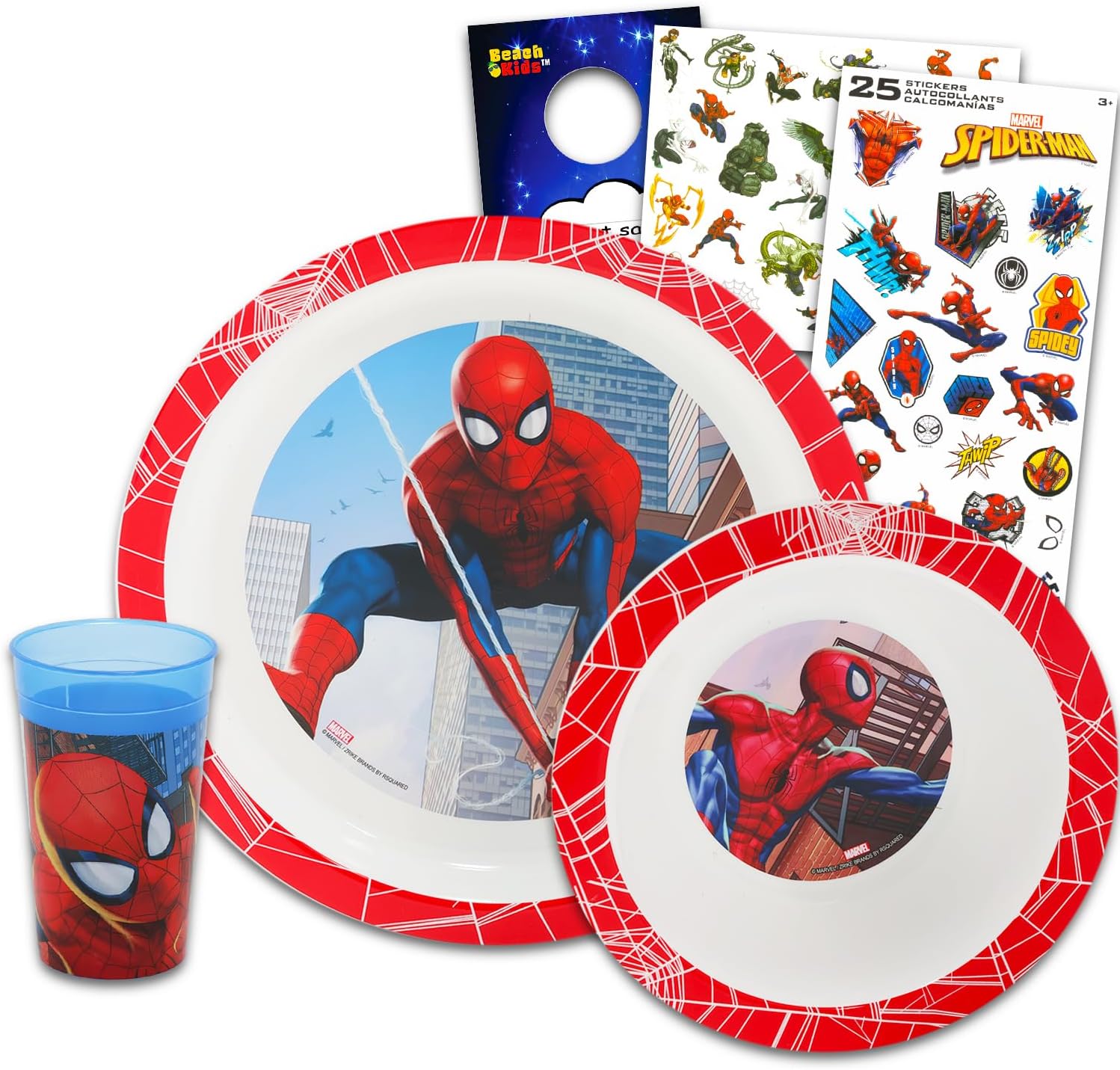 Amazon.com: Spiderman Dinnerware Set for Kids, Toddlers - 3 Pc Kitchen ...