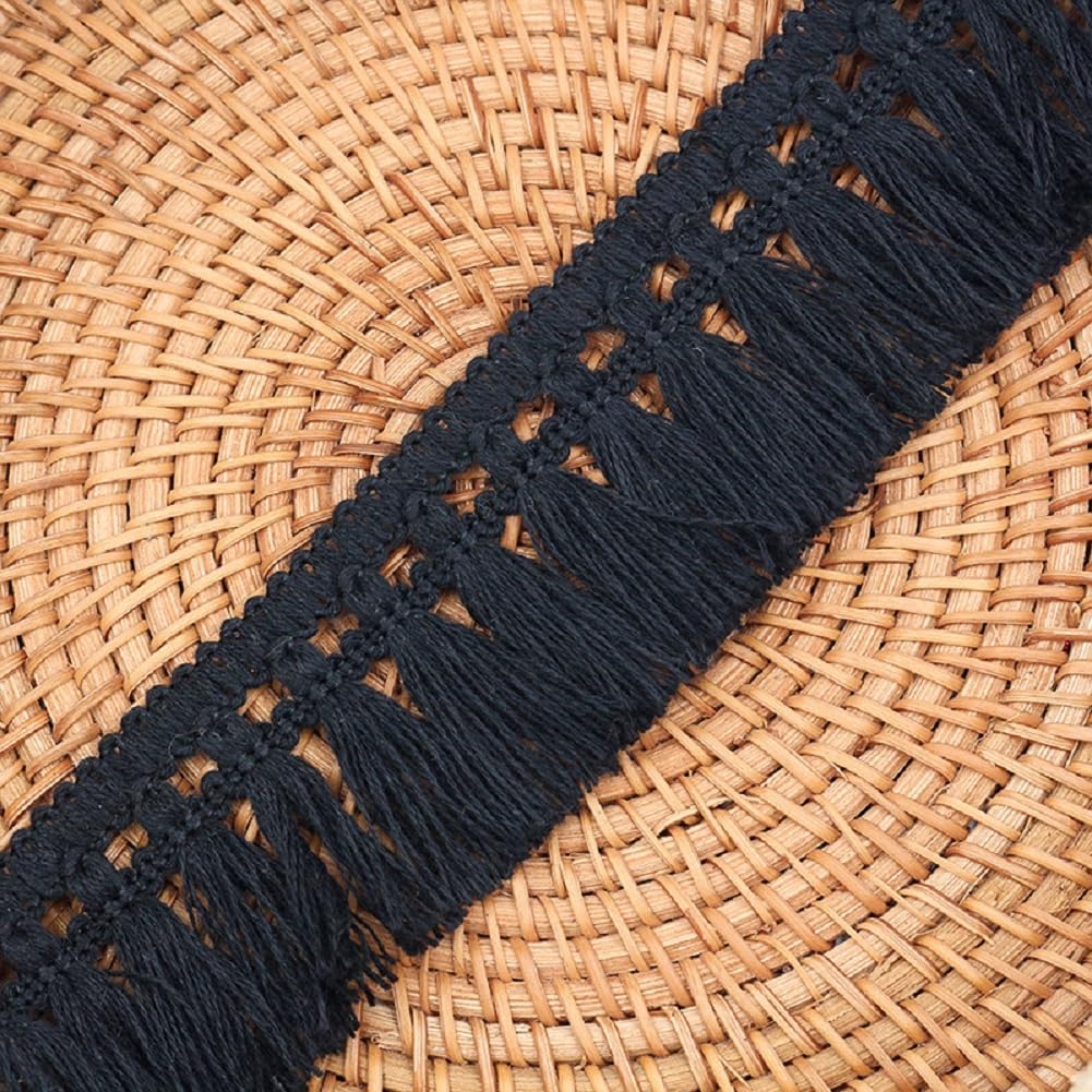 Yalulu 25 Meters Cotton Tassel Fringe Trim, 5cm Wide Tassel Fabric ...
