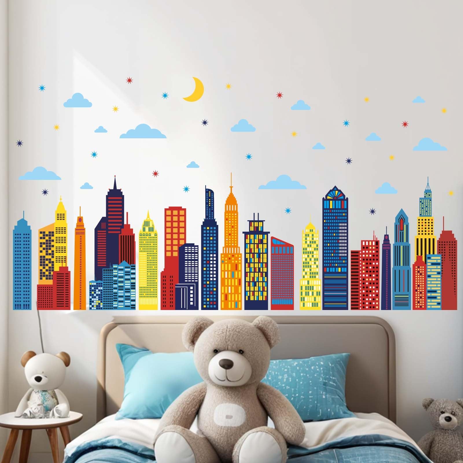 Amazon.com: Runtoo Colorful City Skyline Wall Stickers Building ...