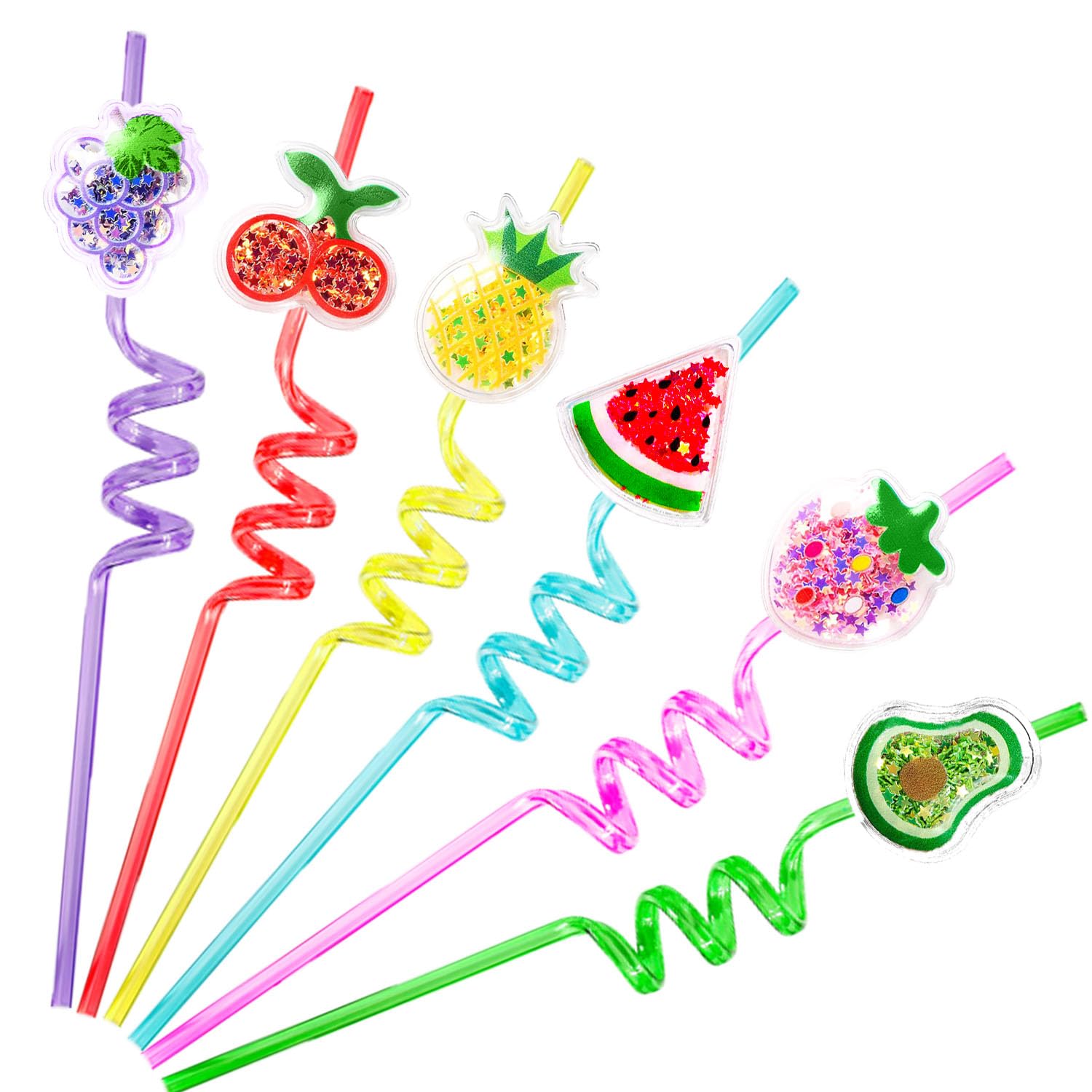 Amazon.com: 24 Glitter Fruit Straws Kids Party Favors Birthday Supplies ...