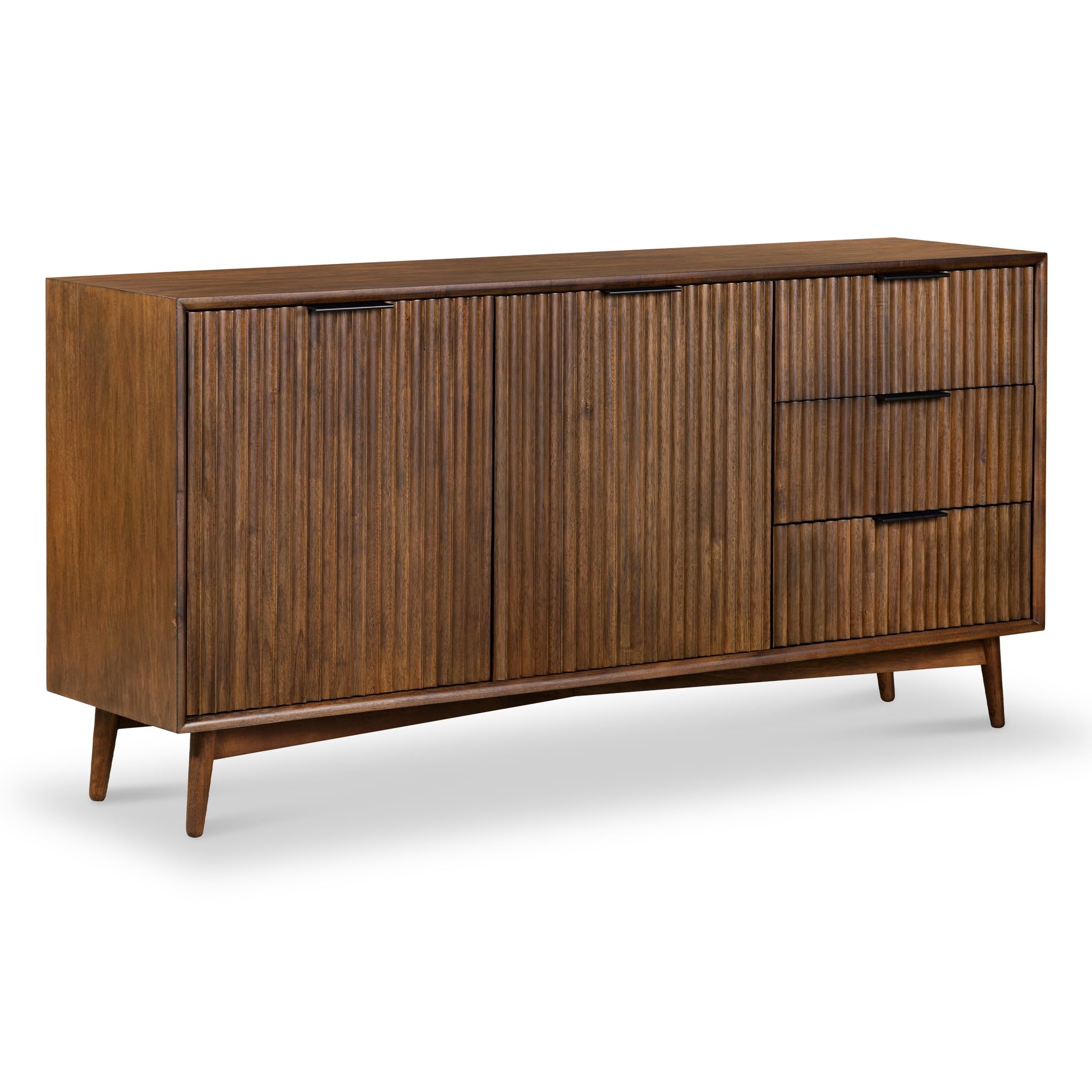 Oskar Grooved 2 Door Large Sideboard for Living Room Cabinet with 3 ...