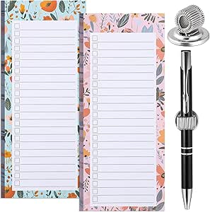 Zuimei 2 Pack Magnetic Shopping List Pad&1 Magnetic Pen Clip 100 Tear ...
