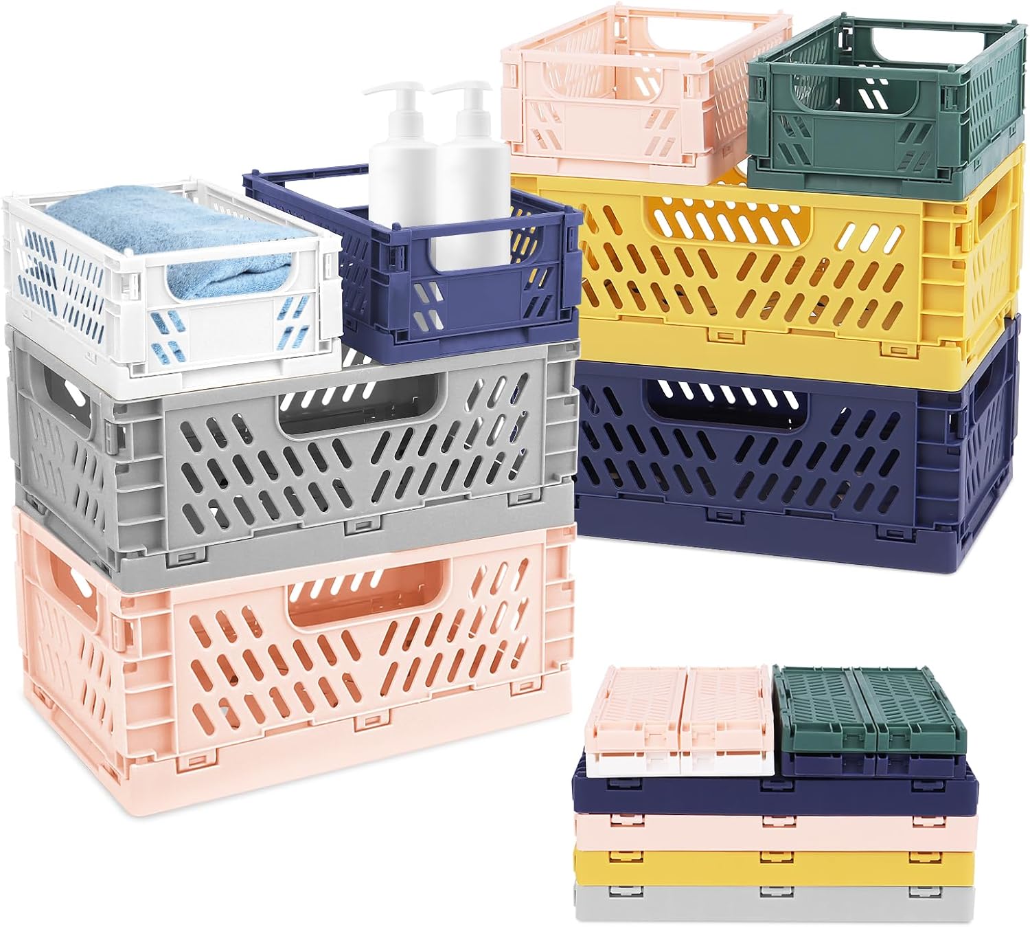 NVIYAM Folding Box, Pack of 8 Folding Storage Baskets, Small Folding ...