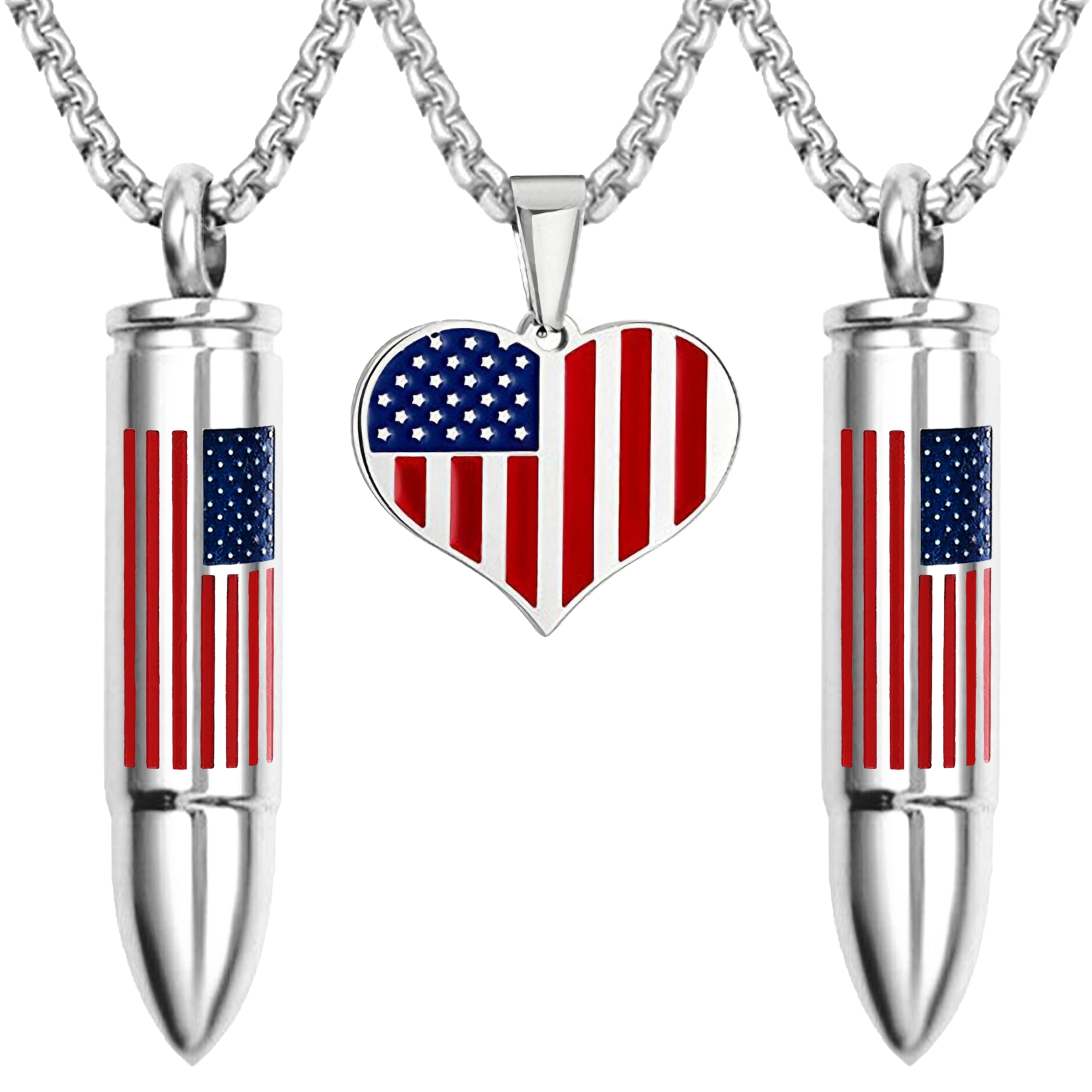 Amazon.com: Silent Mind Patriotic Bullet Shaped Urn Necklaces ...