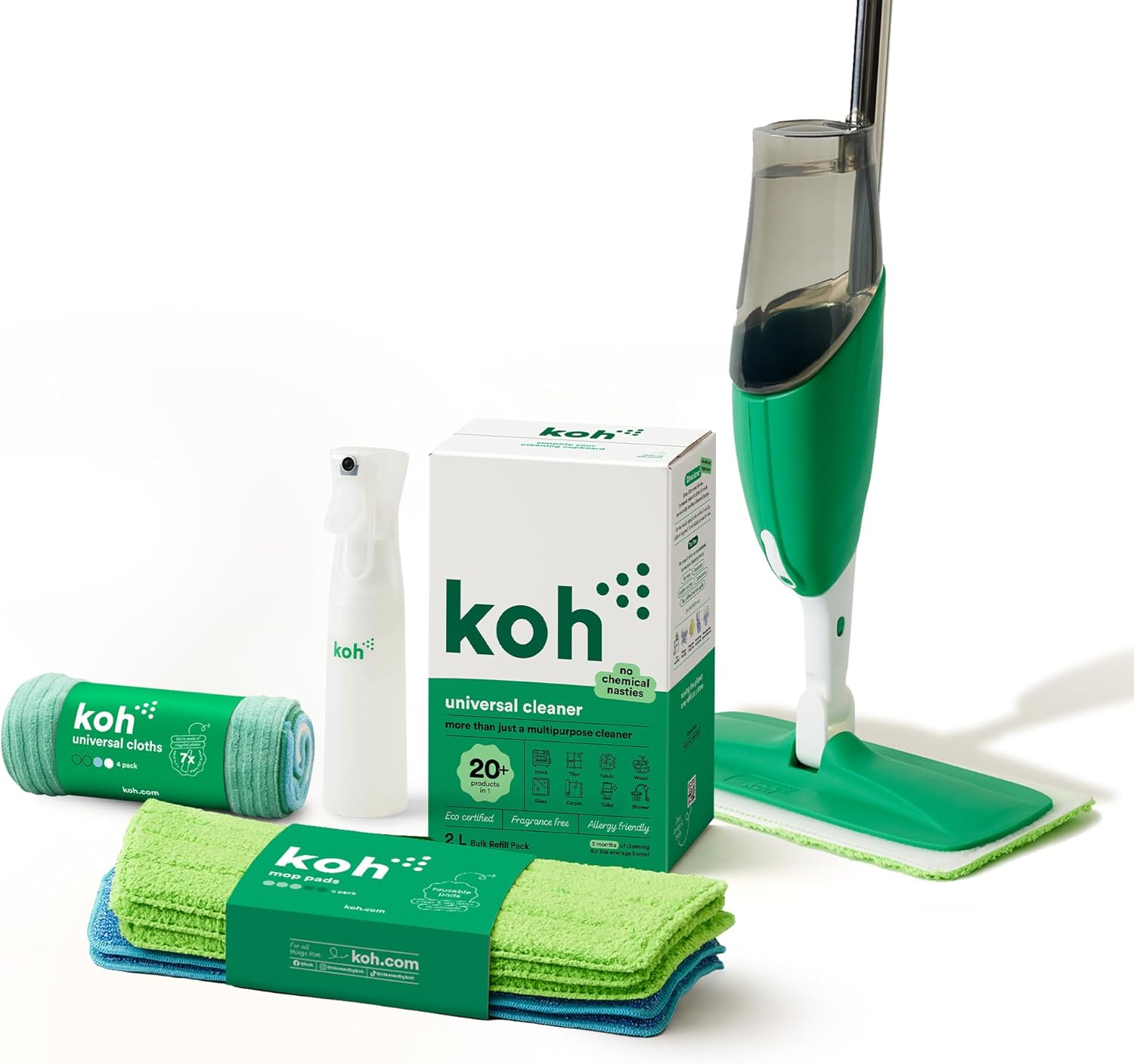 Koh Surface & Spray Mop Starter Kit | All-in-One Cleaning System for 20 ...