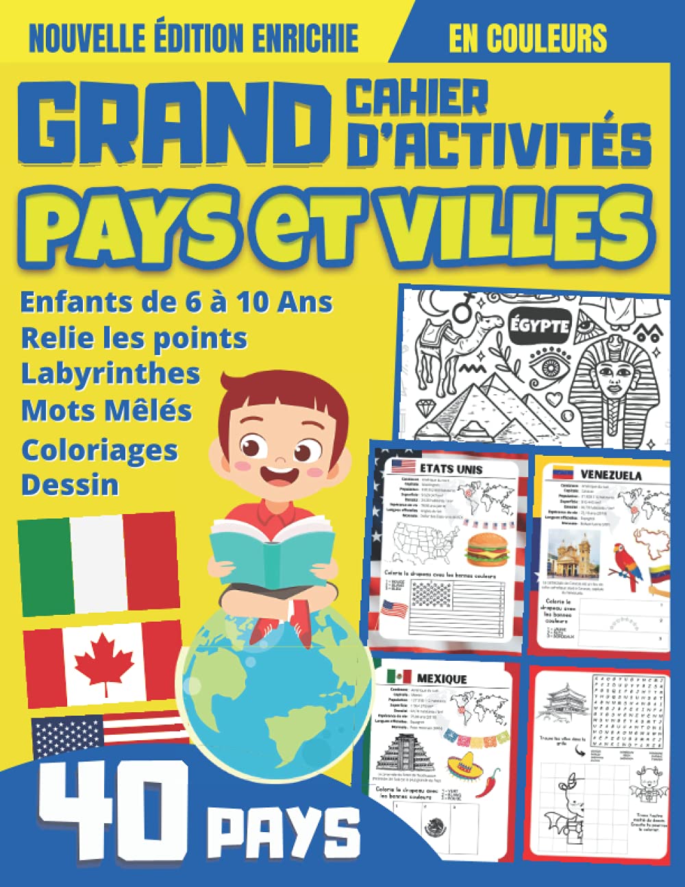 Buy Grand Cahier d'Activités PAYS et VILLES Enfants de 6 à 10 Ans: 40 ...