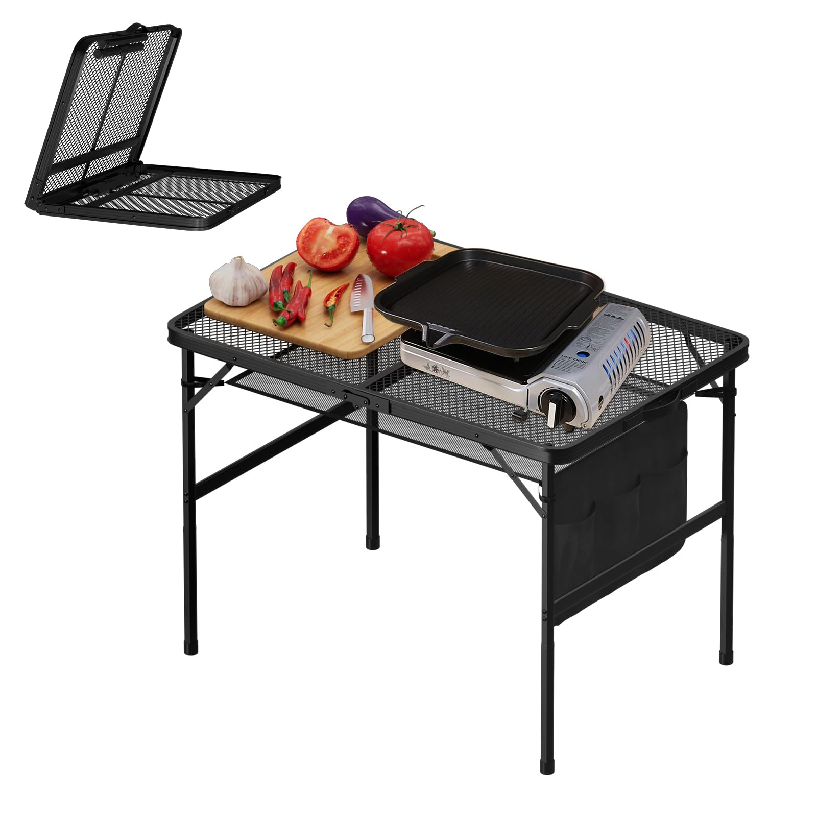 Amazon.com : BBQration Folding Table Portable Grill Table with Metal ...
