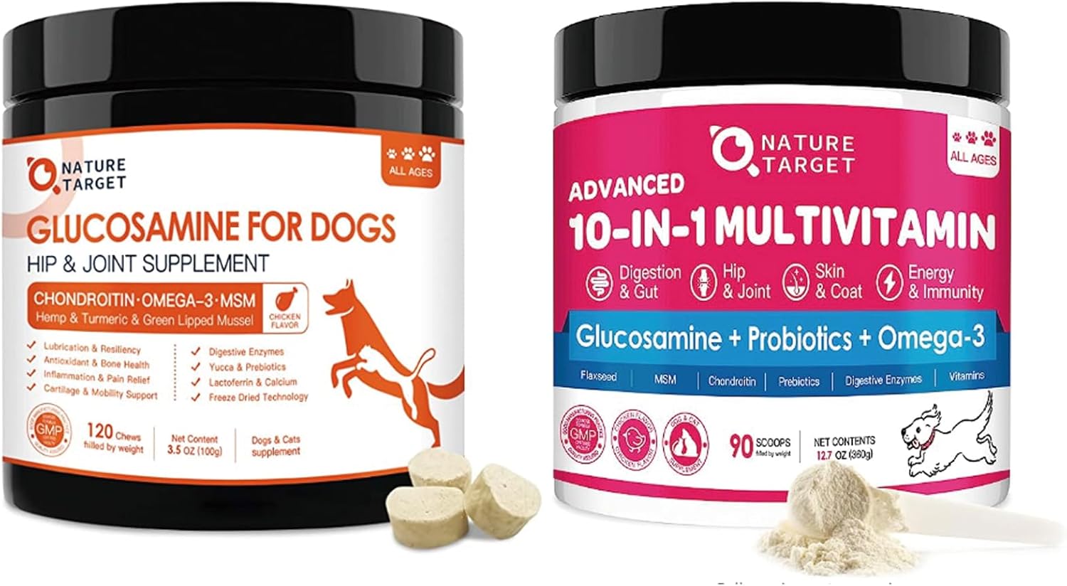 Amazon.com : NATURE TARGET Dog Vitamins Powder, Probiotics & Digestive ...