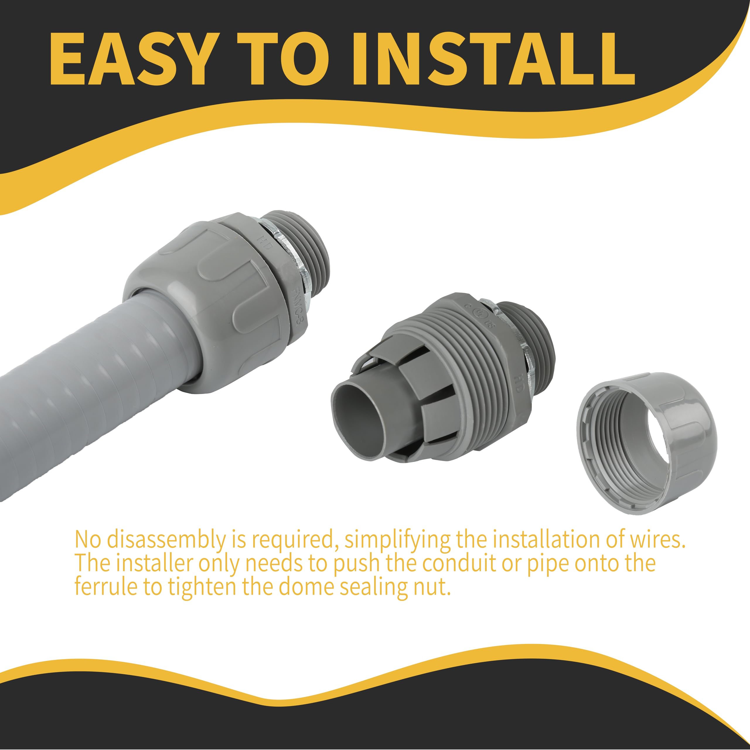 Snapklik.com : HDHAODA Conduit Connectors, 3/4 Inch Liquid Tight ...