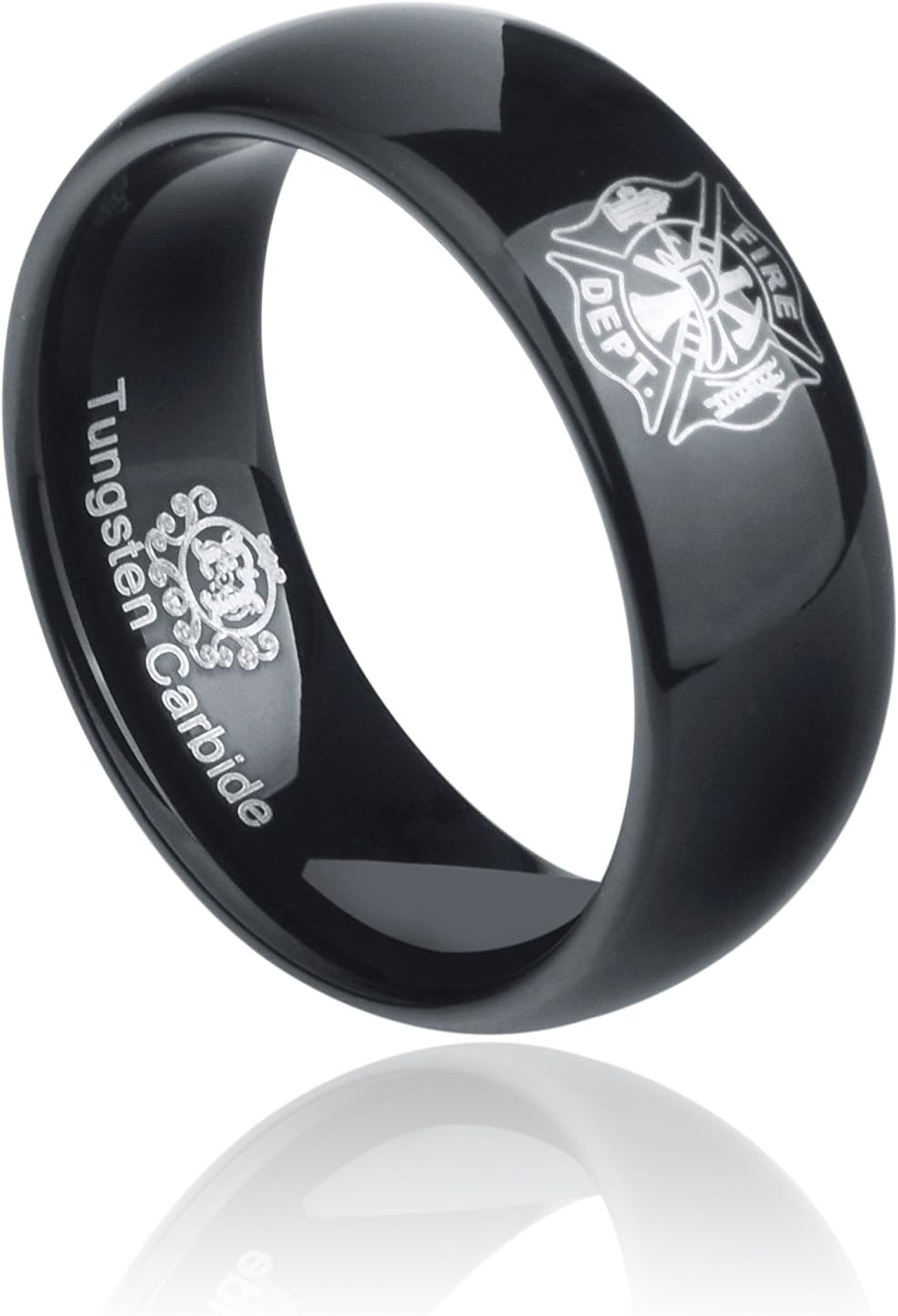 Friends of Irony Tungsten Carbide Firefighter's Ring 8mm,Wedding Band ...