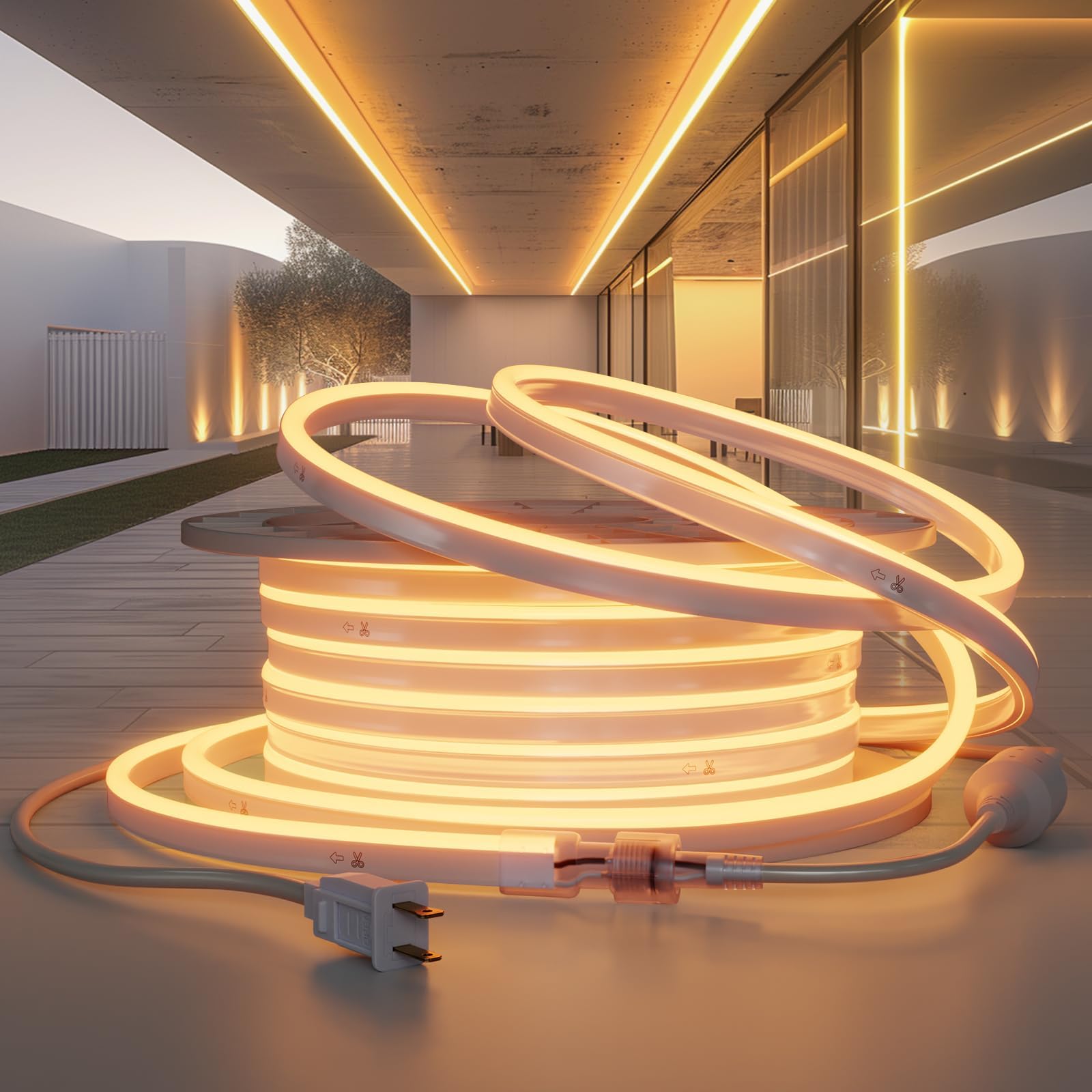 HRGXYUN 110V LED Neon Rope Light, 82ft Dimmable LED Neon Strip Light ...