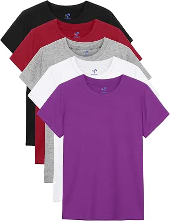 Amazon.com: YERIOK 5 Pack Girls Shirts Short Sleeve Shirt for Girls ...