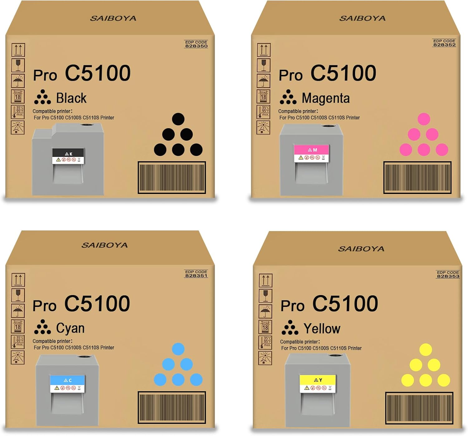 Amazon.com: SAIBOYA Pro C5100 Extra High Capacity Toner Cartridge Black ...