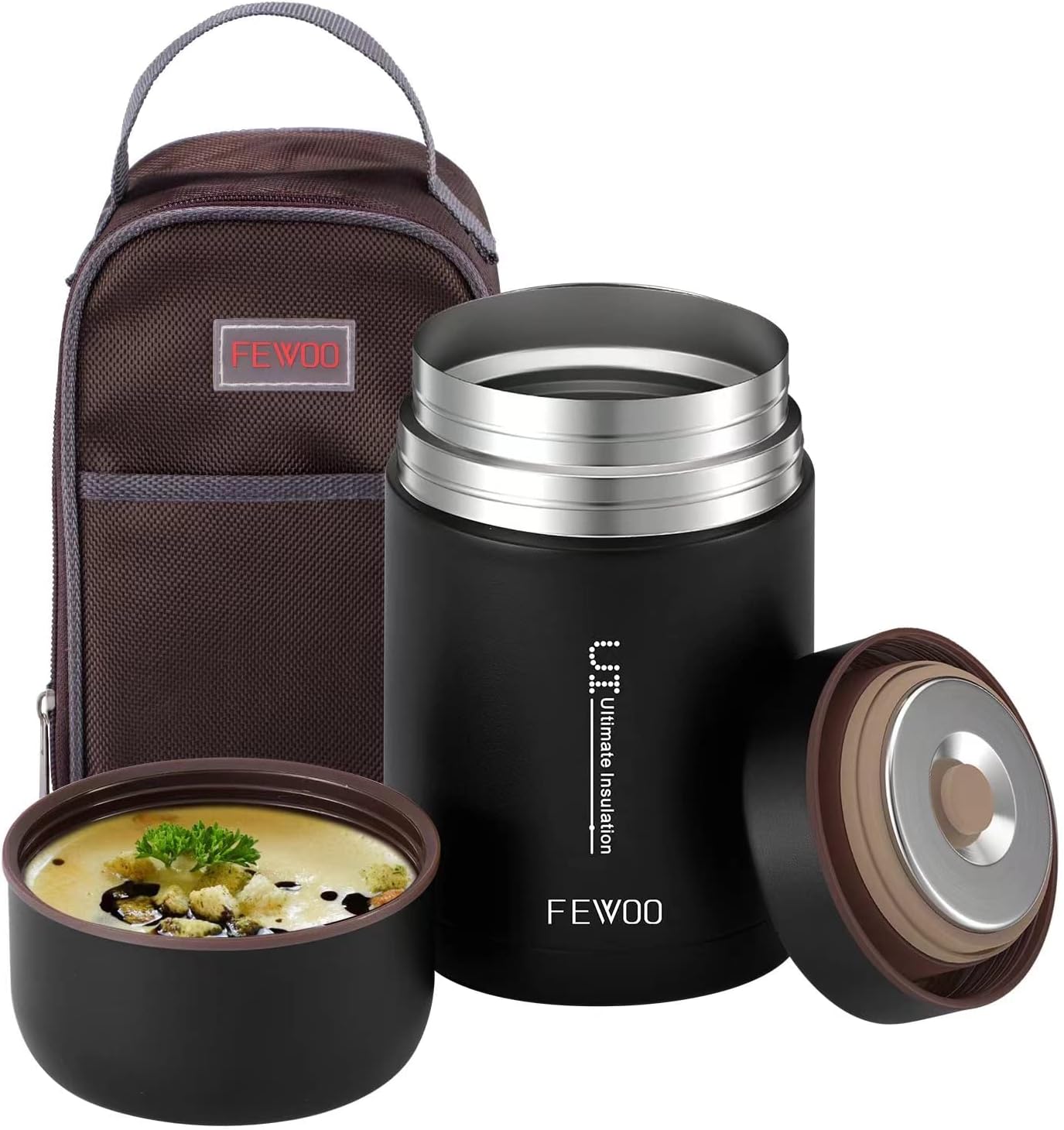 FEWOO Soup Flask, 800ml Vacuum Insulated Food Jar for Hot Cold Food ...