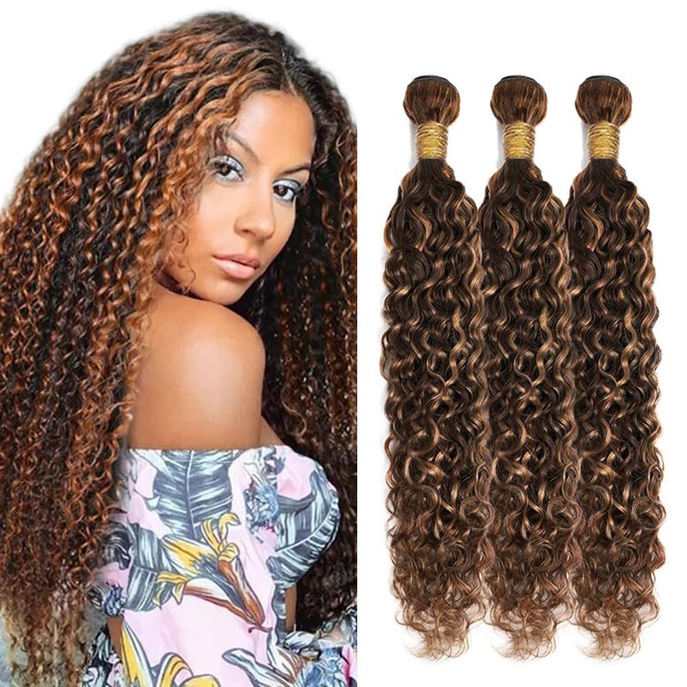 Amazon.com : Luxvogue Water Wave P4/30 Human Hair Bundles Unprocessed ...