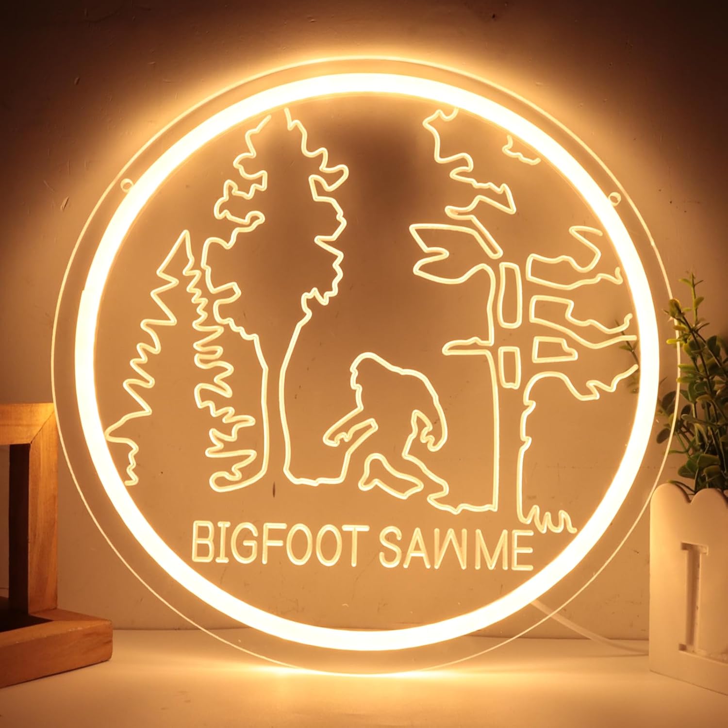 Pinlangdou Warm White Sasquatch Neon Sign Bigfoot Mountain Forest Neon ...