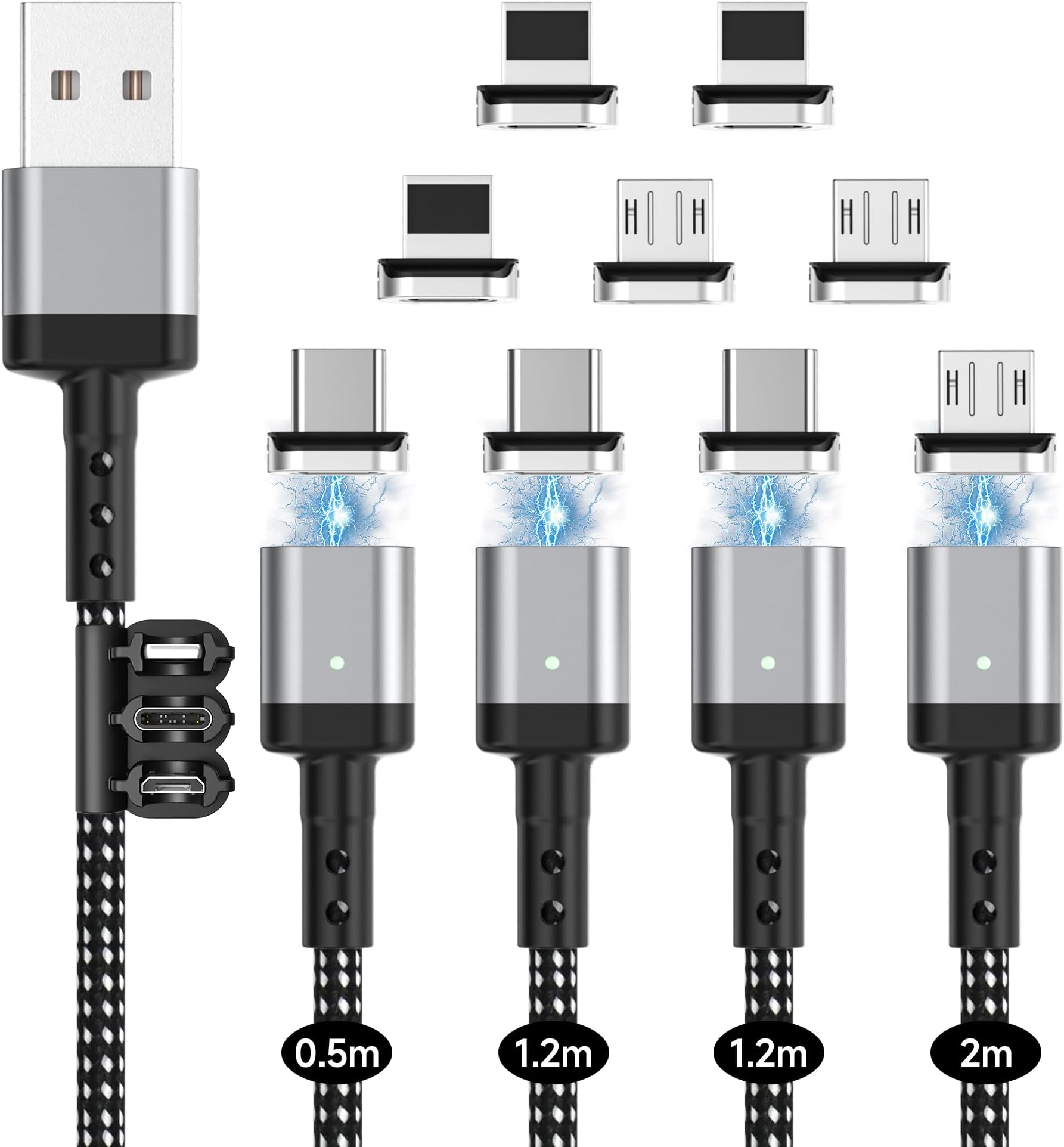 Amazon.co.jp: SUNTAIHO マグネット充電ケーブル USB Type-c マグネットケーブル【1.2M+1.2M+2M】3A ...