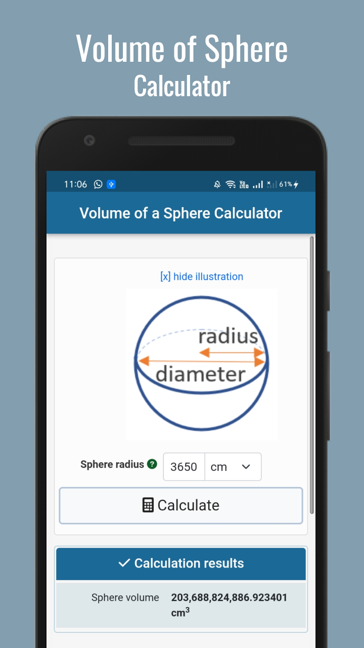 Volume of a Sphere Calculator - App on Amazon Appstore