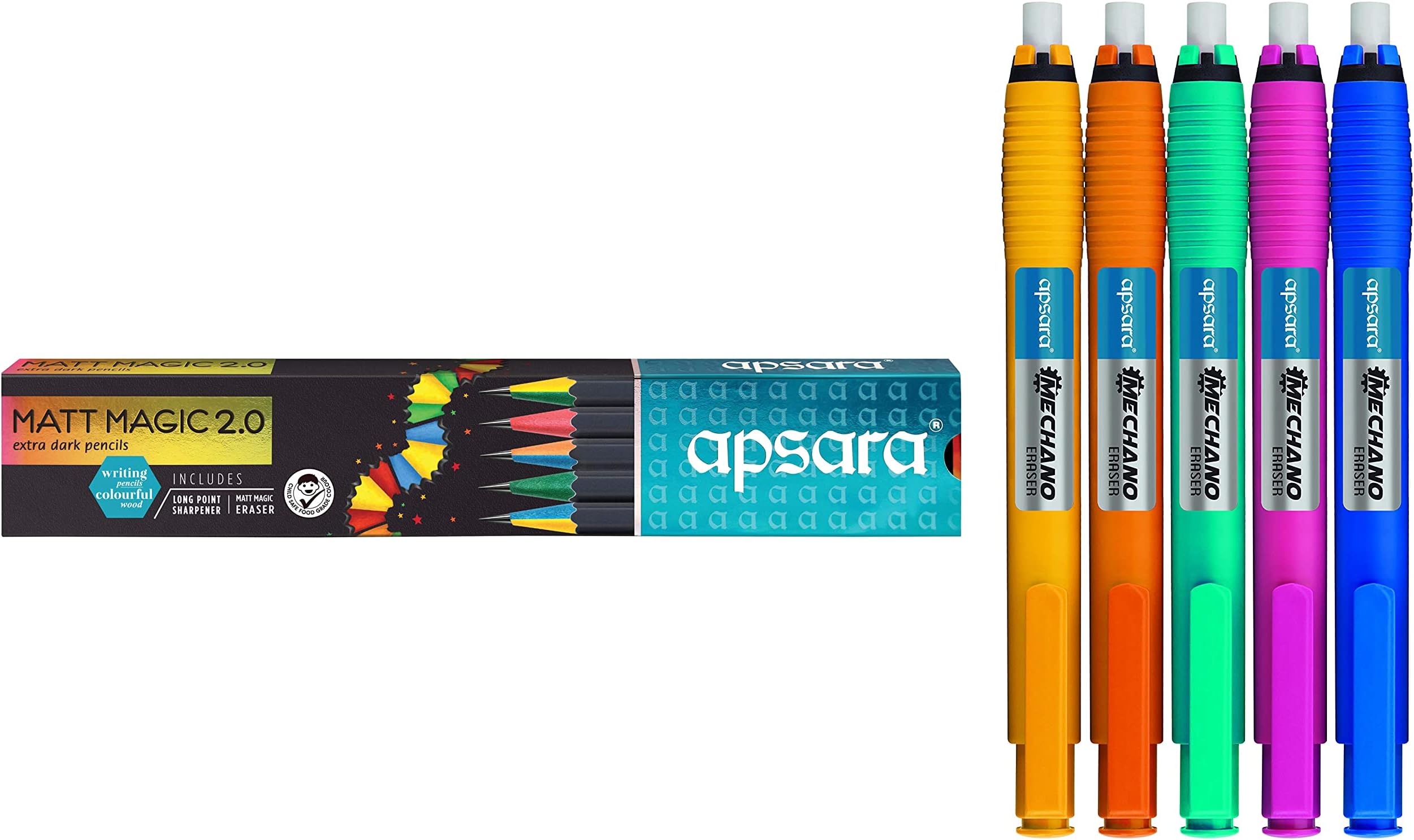 Apsara Matt Magic Pencil 2.0 [Pack of 10] Aps Mechano, White : Amazon ...