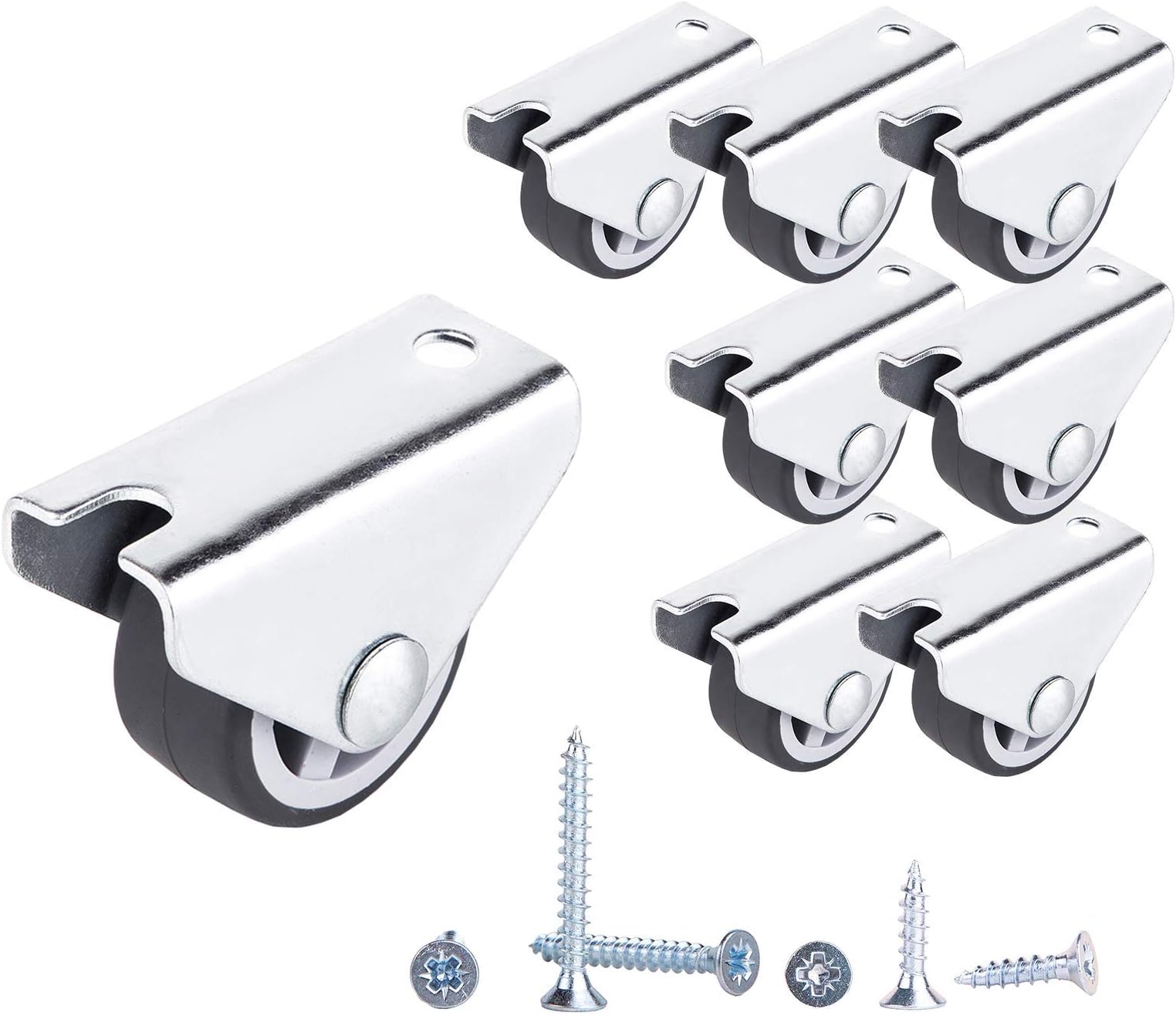 (Pack of 8) 30 mm Small Wheel Castors Rubber Wheels Fixed Casters Heavy ...