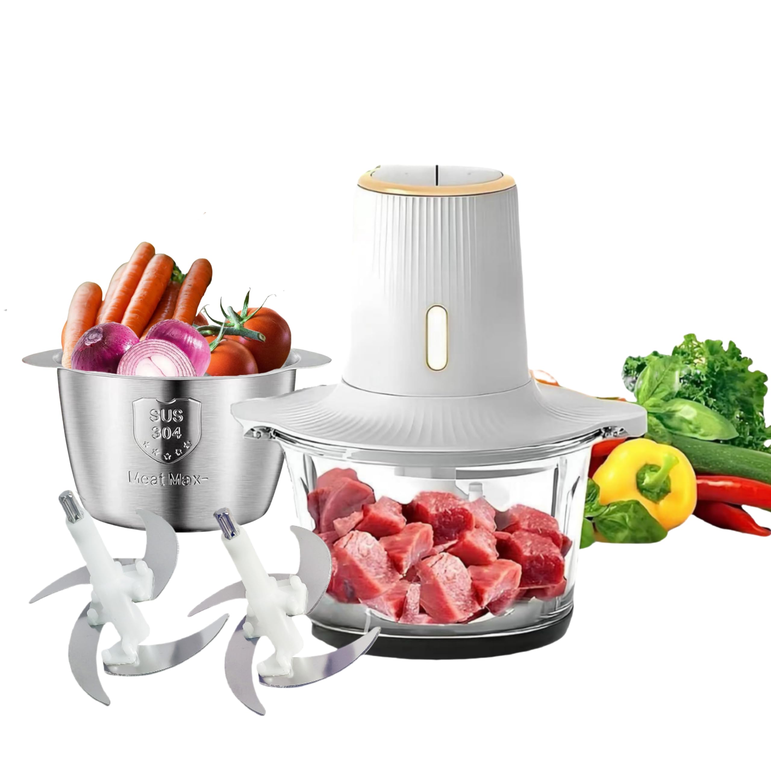 Amazon.com: HausArtX Food Processor, Electric Food Chopper with 2 Bowls ...
