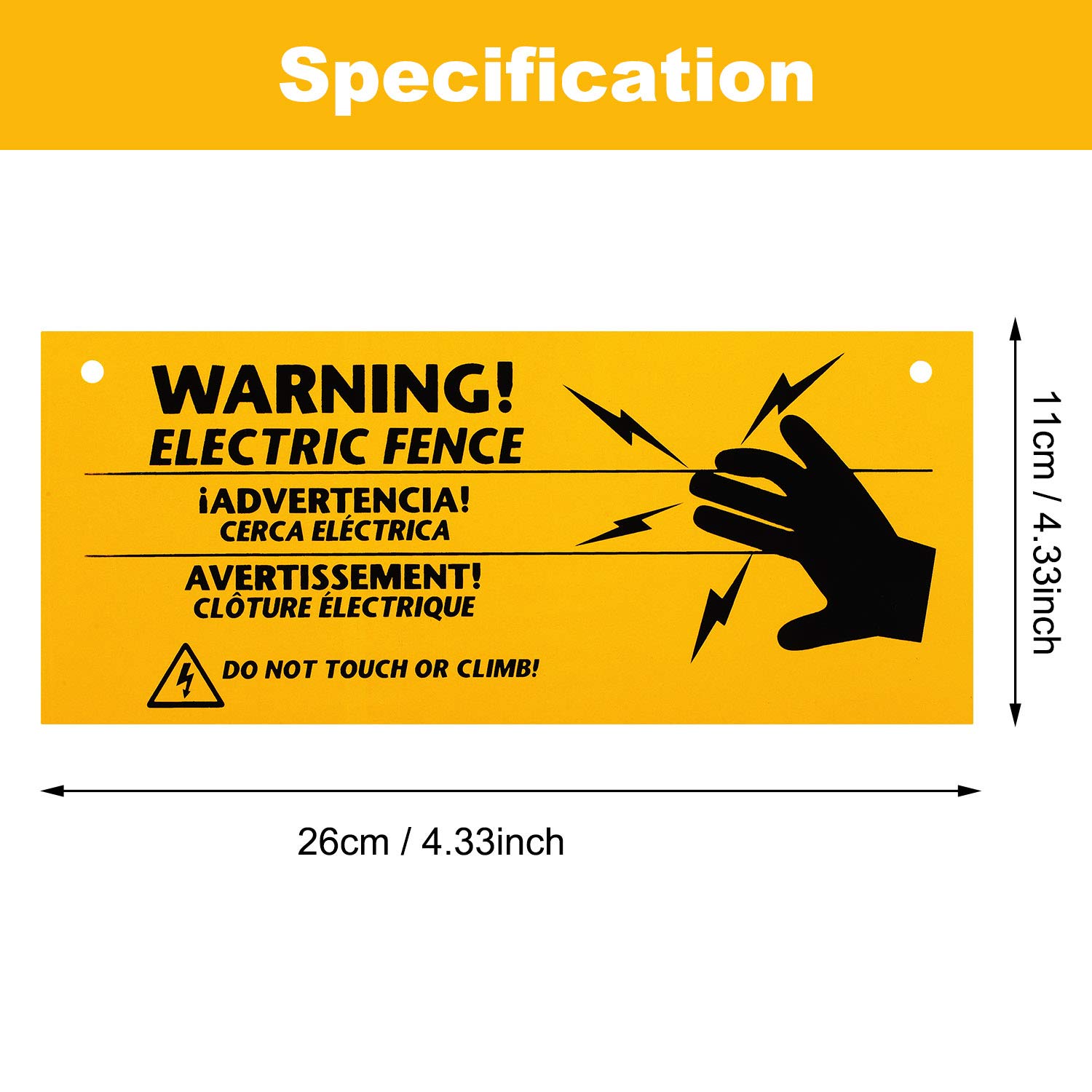 Snapklik.com : 16 Pieces Electric Fence Warning Signs 10 X 4 Inch ...