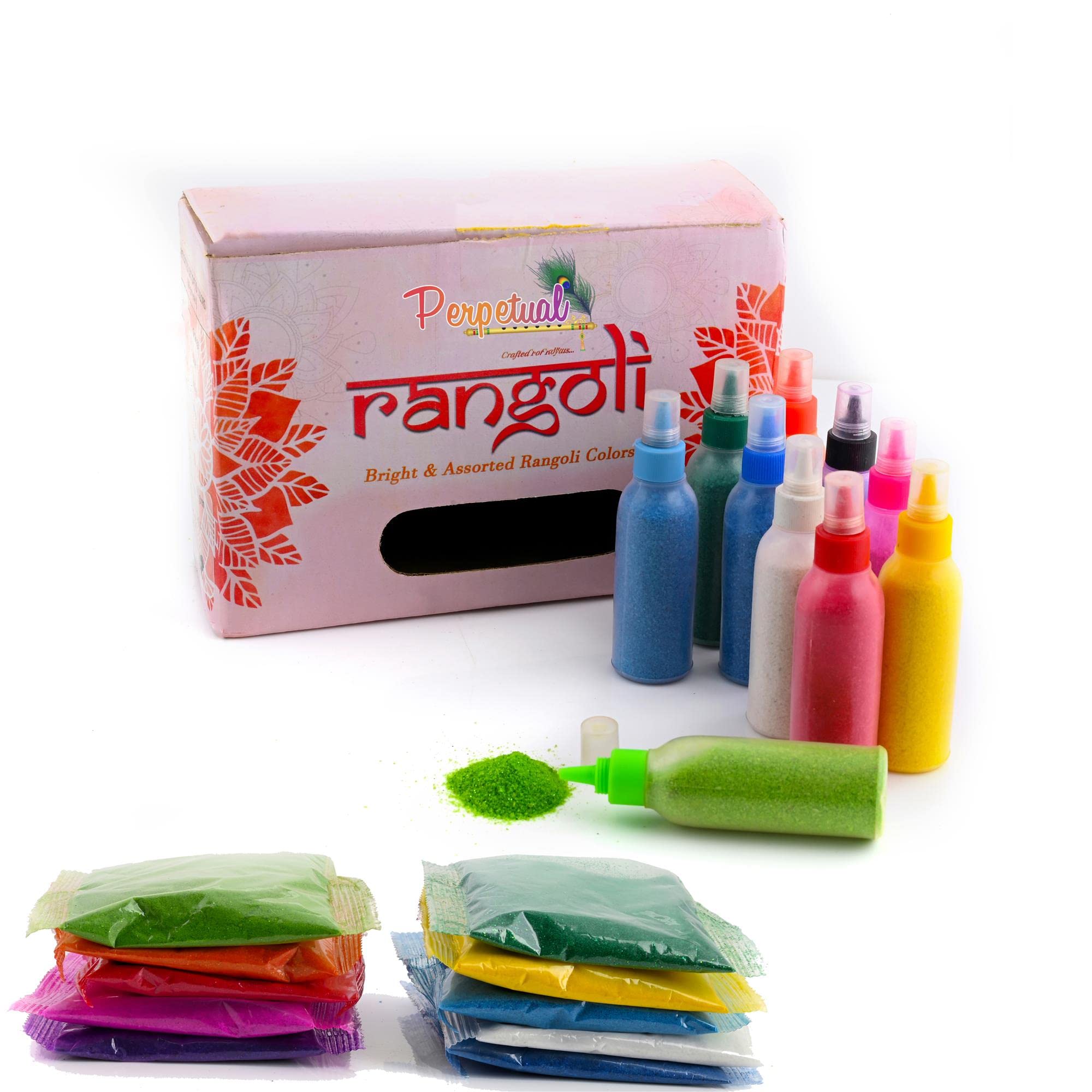 Buy Perpetual Rangoli Colours Powder Bottles for Floor Decorations ...