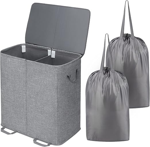 Amazon.com: Lifewit Double Laundry Hamper with Lid and Removable ...