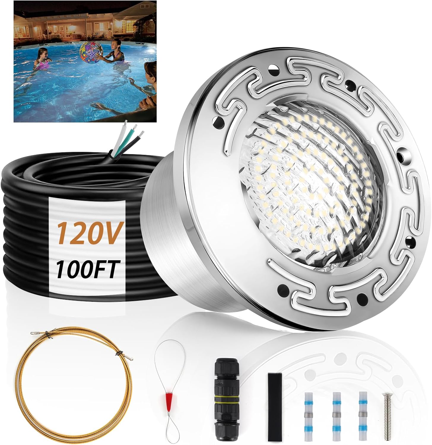 Amazon.com: 𝙐𝙥𝙜𝙧𝙖𝙙𝙚 6 Inch Spa Lights for Inground Pool, 100FT Cord ...