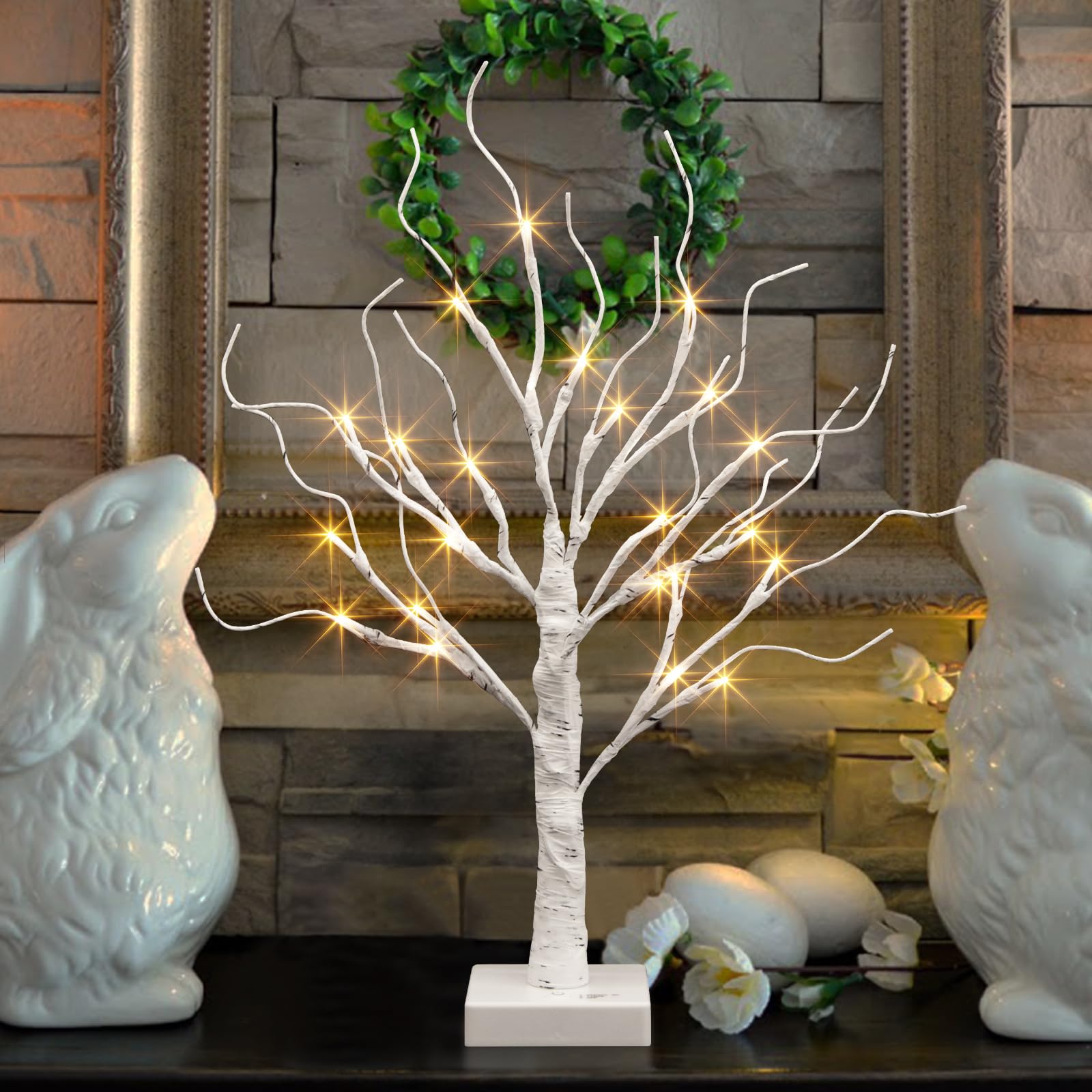 Vanthylit White Birch Tree, Tabletop LED Warm White Tree Lights ...