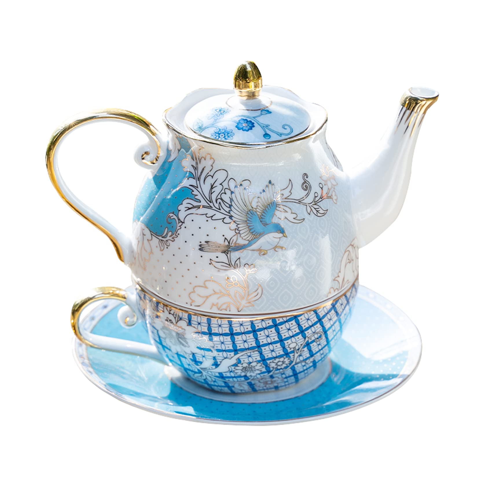Amazon.com | ACMLIFE Tea for One Teapot and Cup Set, Bone China Tea Set ...