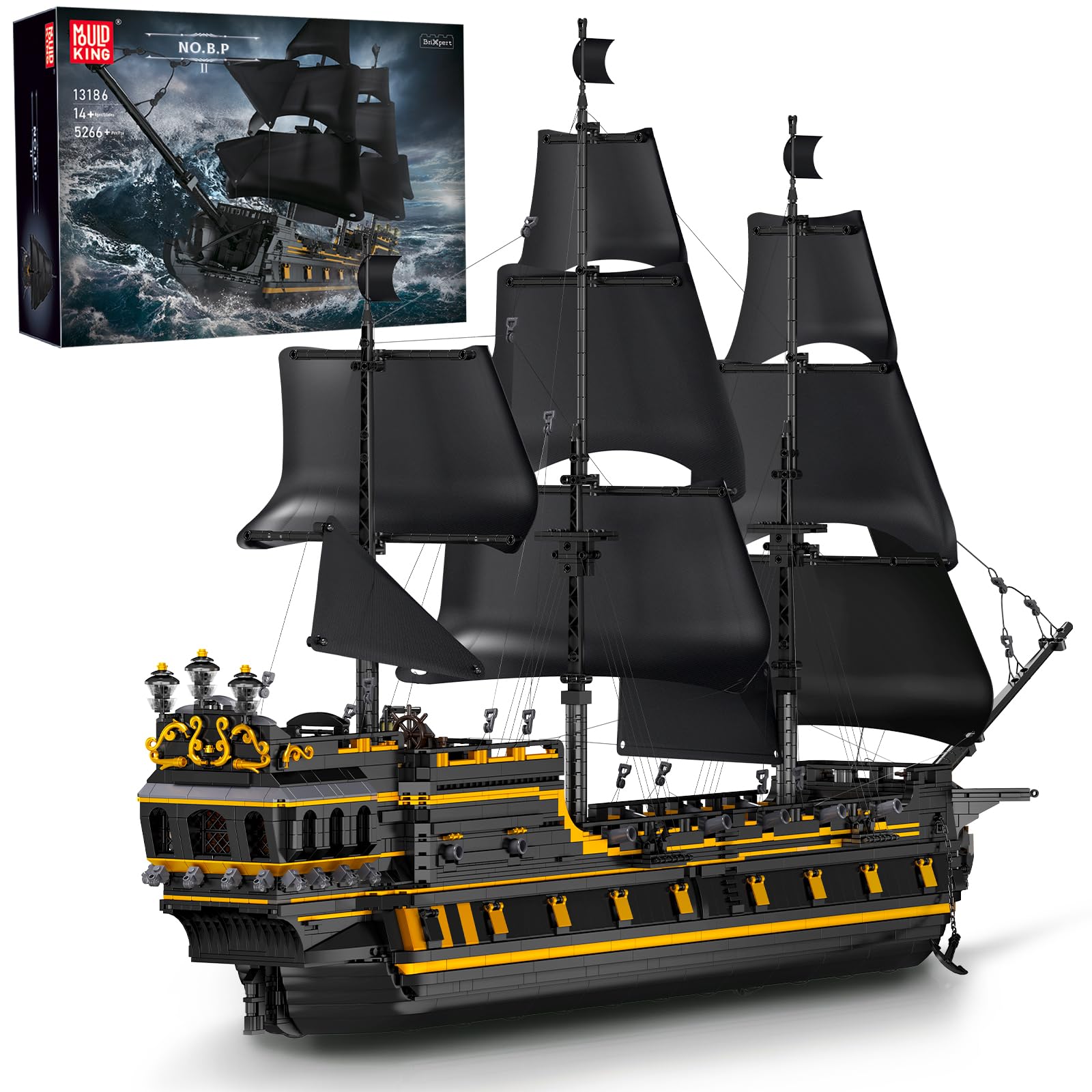 Mould King 13186 Pirates Ship Model Building Blocks Kit, MOC Large ...