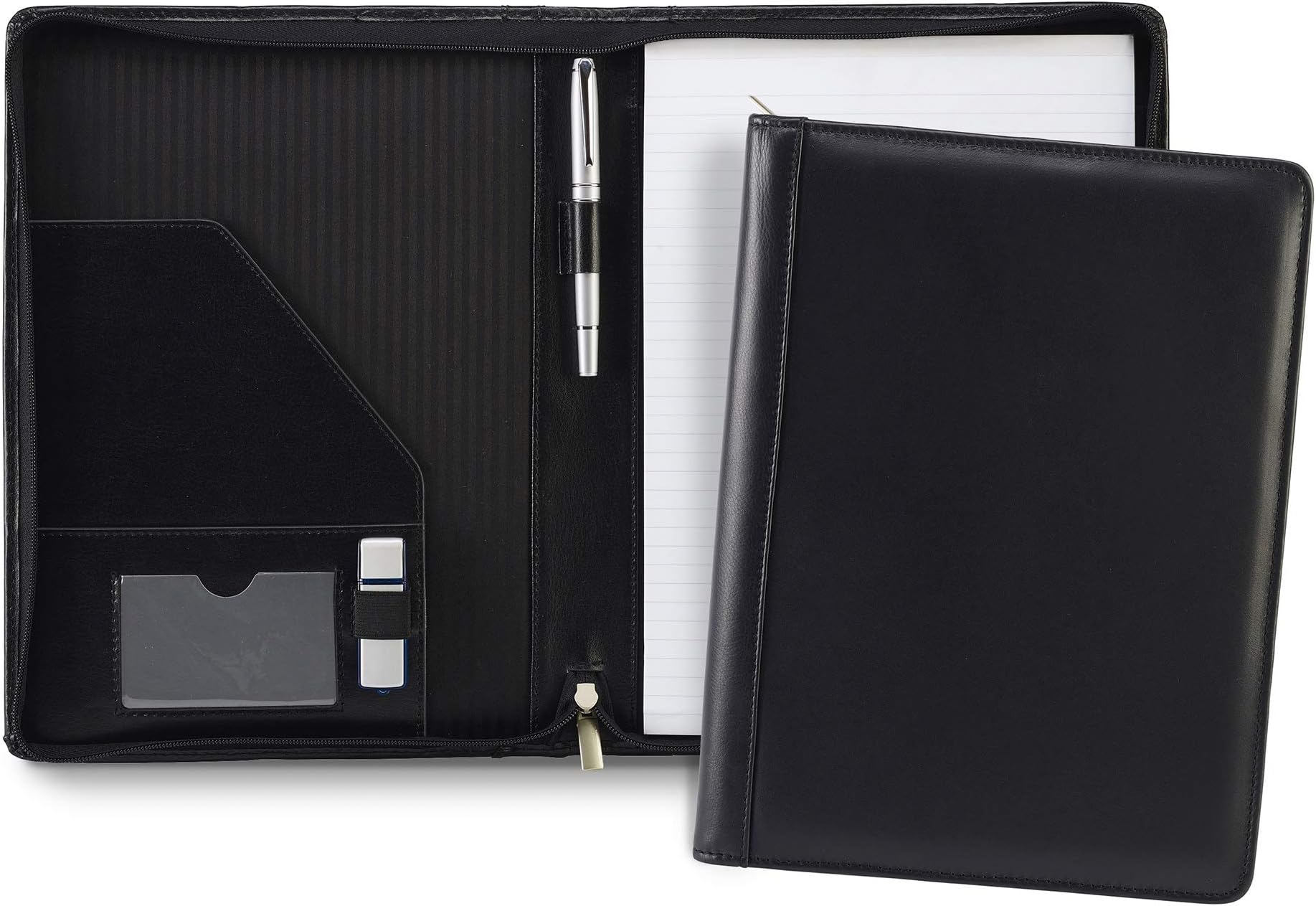 Cescahide A4 Zipped Leather Conference Folder - Black : Amazon.co.uk ...