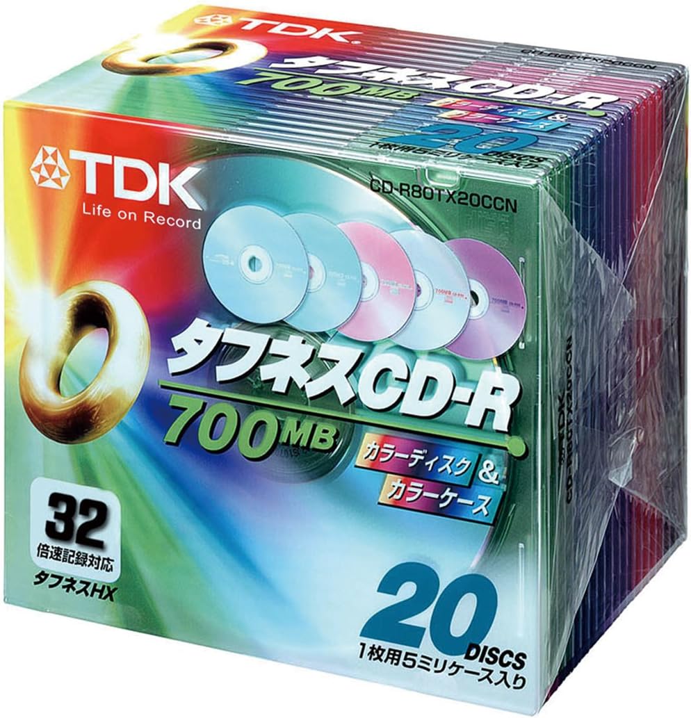 Amazon.co.jp: TDK CDRディスク 700MB カラーディスクケース 32倍速 [CD-R80TX20CCN] : パソコン・周辺機器