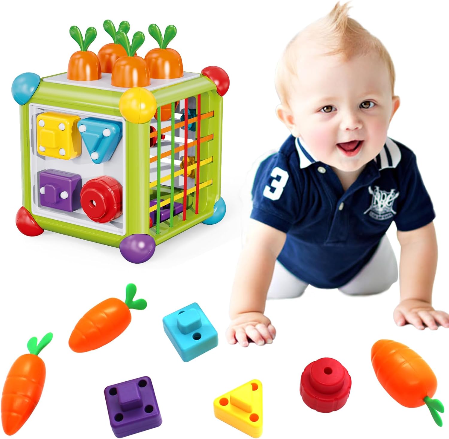 Amazon.com: WISHTIME Activity Cube Toys Baby Sorter Toy Colorful Cube ...