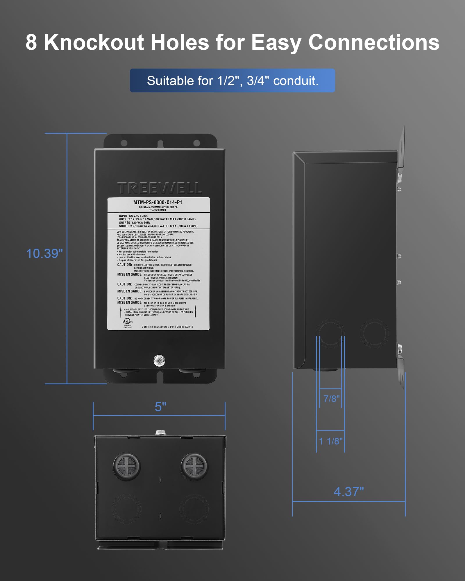 Snapklik.com : TREEWELL 300W Low Voltage Pool Light Transformer, 120VAC ...