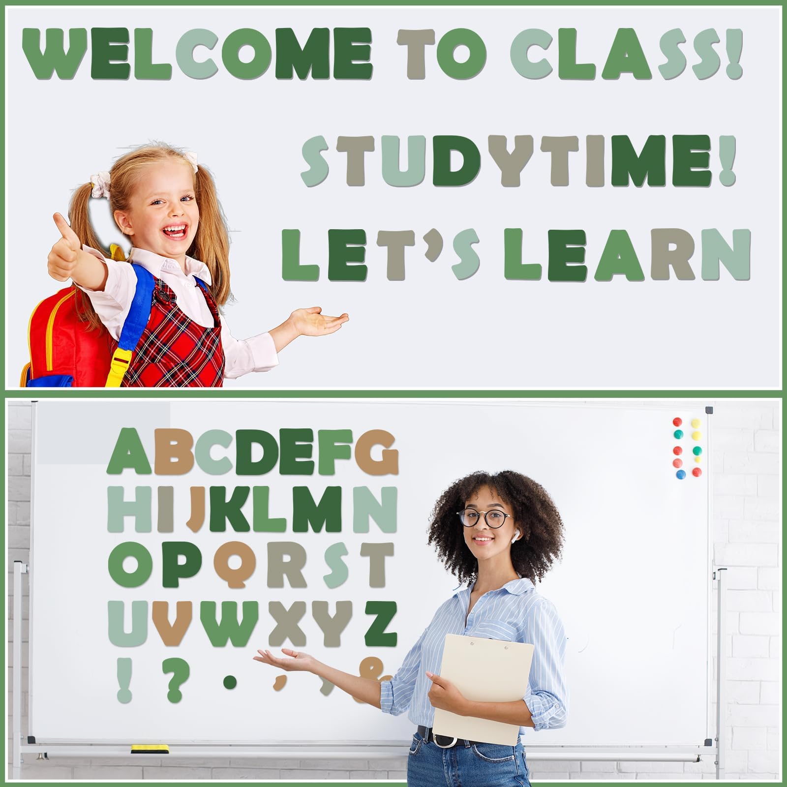 Snapklik.com : 150 PCS Large 7" Bulletin Board Letters Set, Sage Green ...