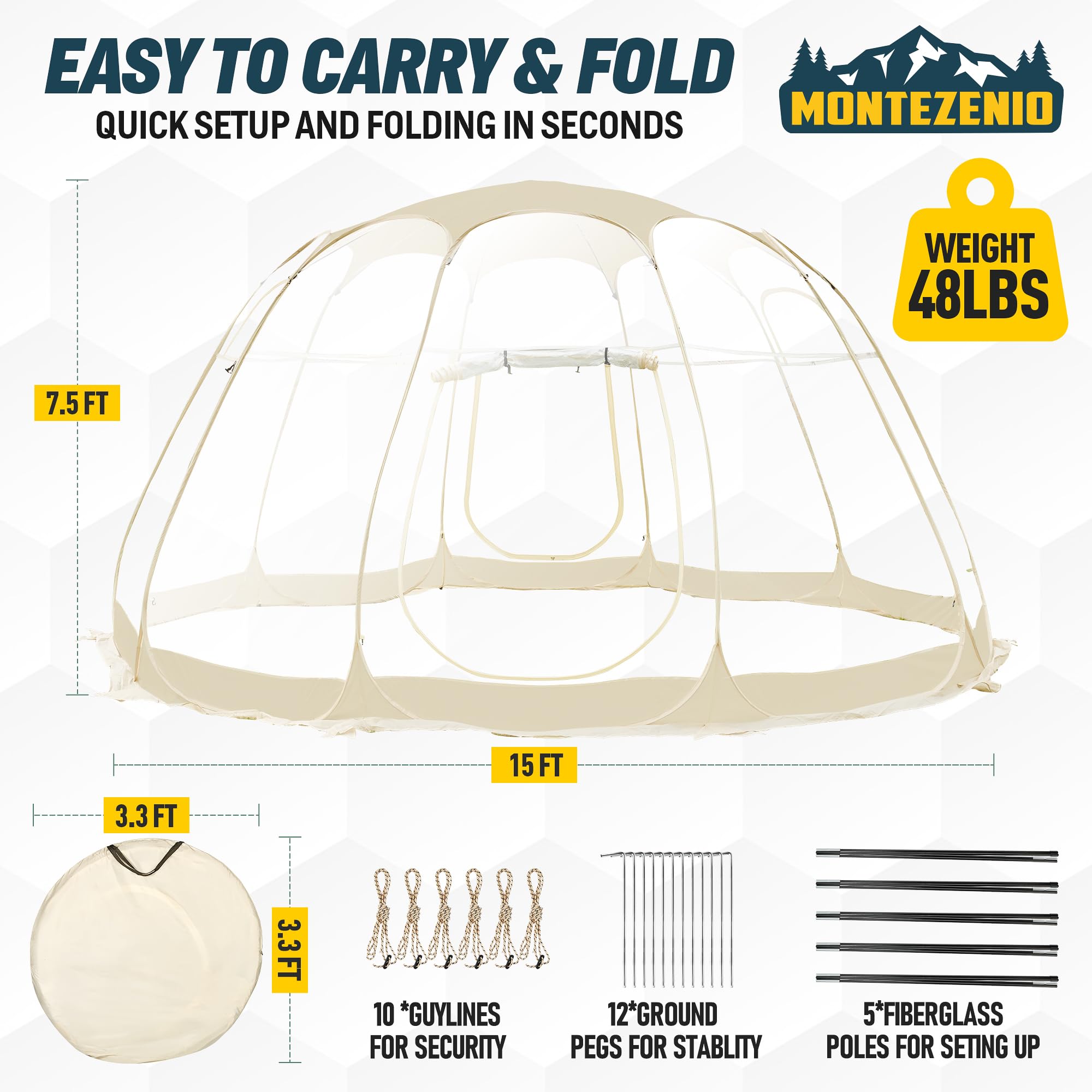 Snapklik.com : Pop Up Bubble Tent, 15x15 Outdoor Clear Dome Transparent ...