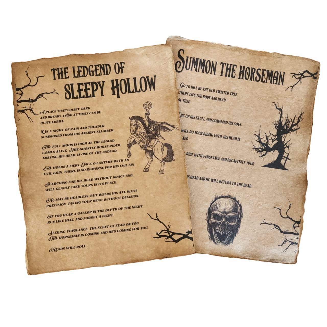 Amazon.com: Sleepy Hollow, Headless Horseman aged printed book pages ...