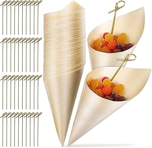 Amazon.com | PipoNs 100 Pcs Disposable Wood Cones, Wooden Tasting Cone ...