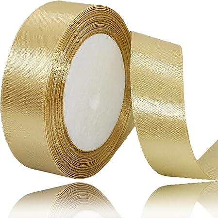Amazon.com: Gold Satin Ribbon 1 inch x 25 Yards, Solid Color Fabric ...