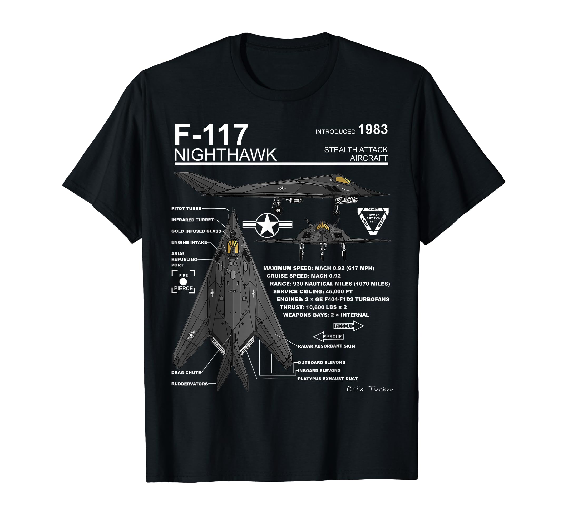 Amazon.com: F-117 Nighthawk Stealth Fighter Schematic Infographic T ...