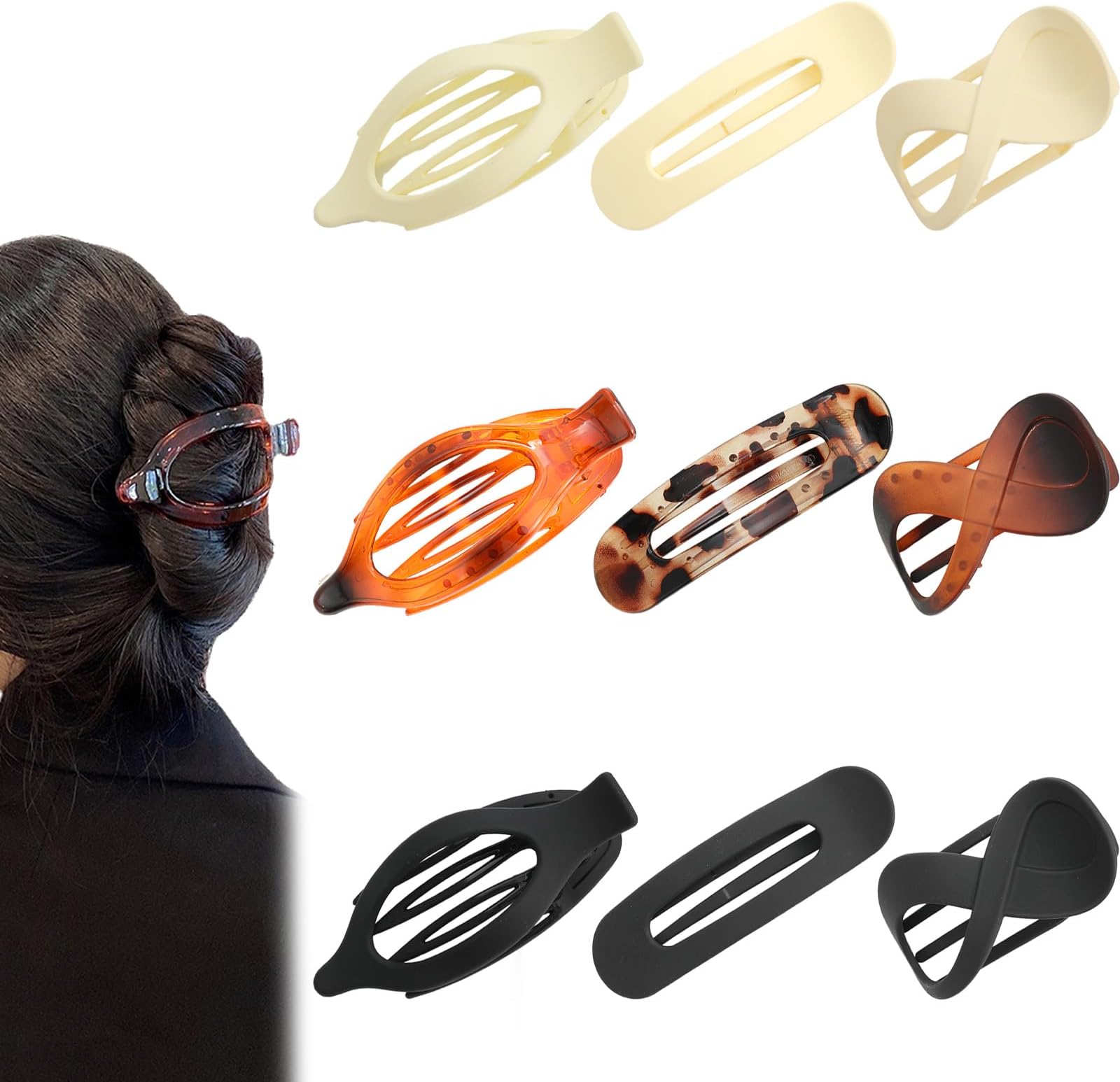 Amazon.com : 4 Pcs French Concord Flat Hair Clips, 3.35 Inch Curved ...