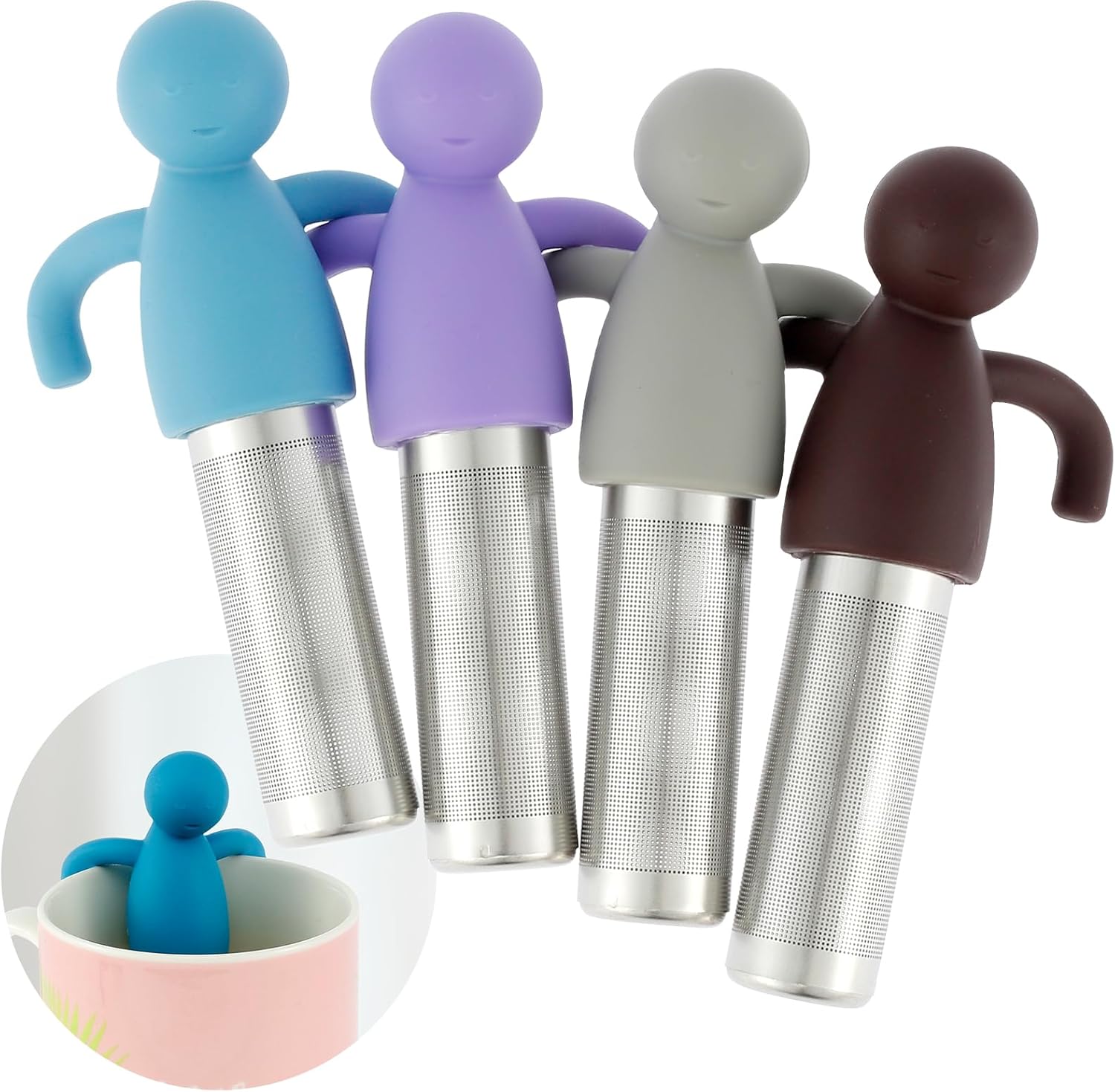 Amazon.com: 4 Pcs Silicone Tea Infusers for Loose Tea, Cute Ultra-Fine Mesh Tea Strainer, 304 ...