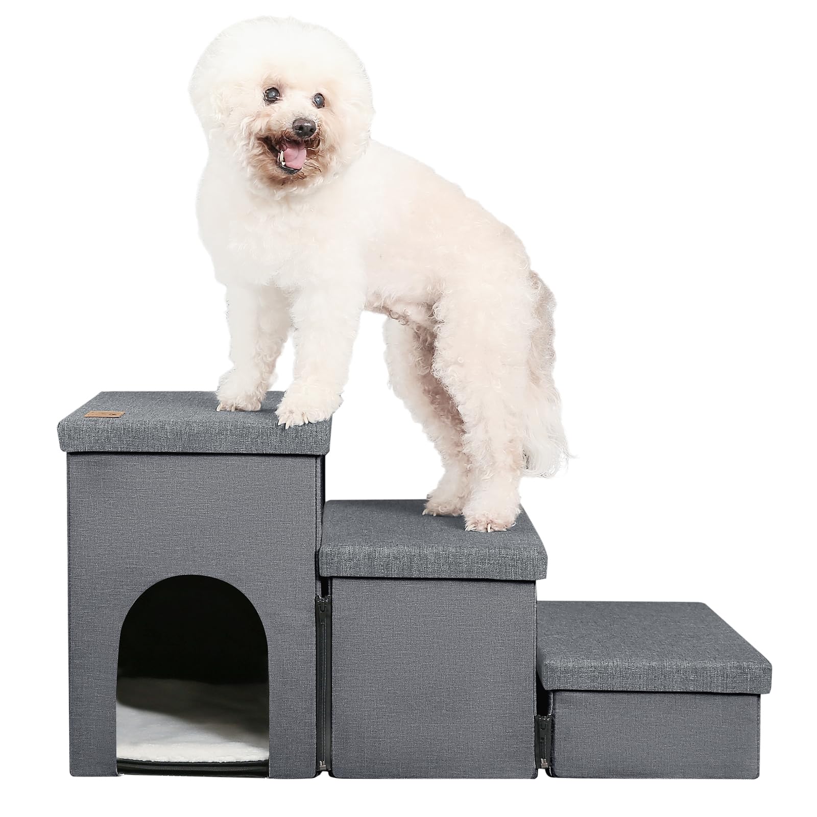 Amazon.com : Dog Stairs for Small Dogs, Foldable Pet Steps with Storage ...