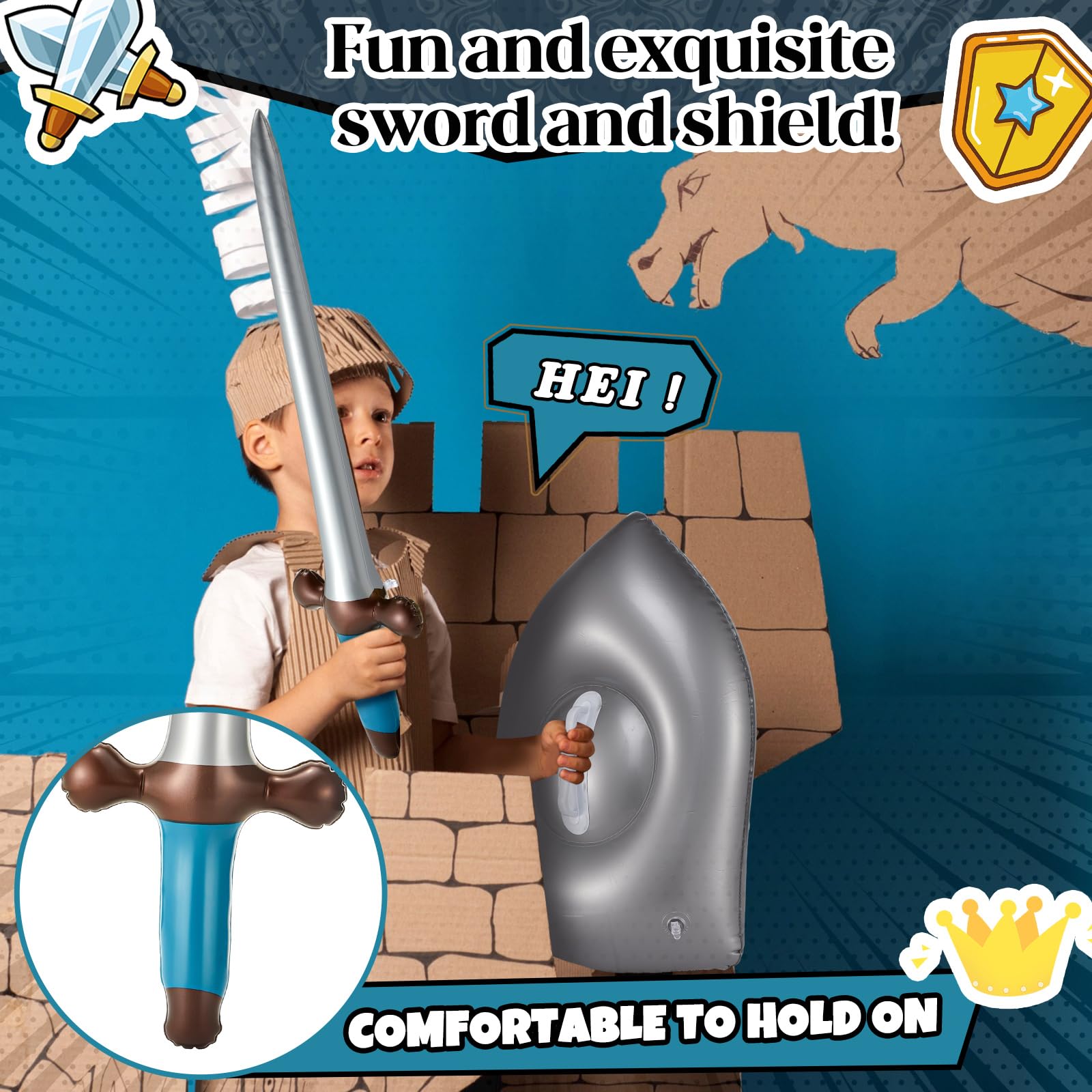 Snapklik.com : Poen 50 Pcs Inflatable Sword And Shield Knight Party ...
