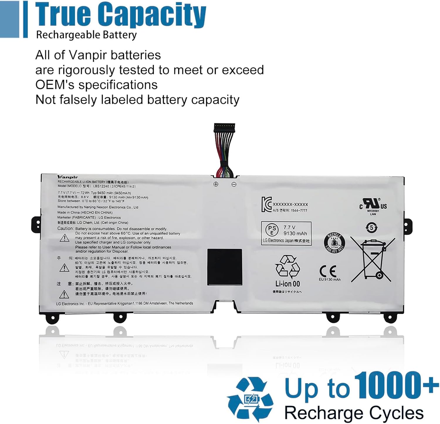 Vanpir LBS1224E Laptop Battery for LG Gram 2018 13Z980/14Z980/15Z980 ...
