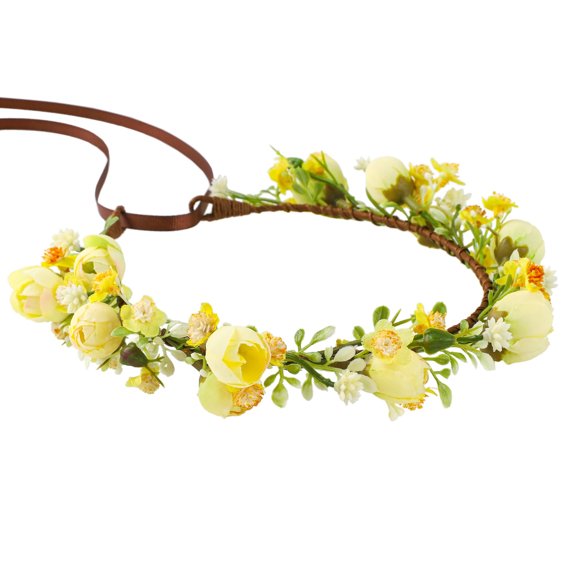 Amazon.com : KorViSHOW Handmade Flower Crown Flower Headpiece Green ...