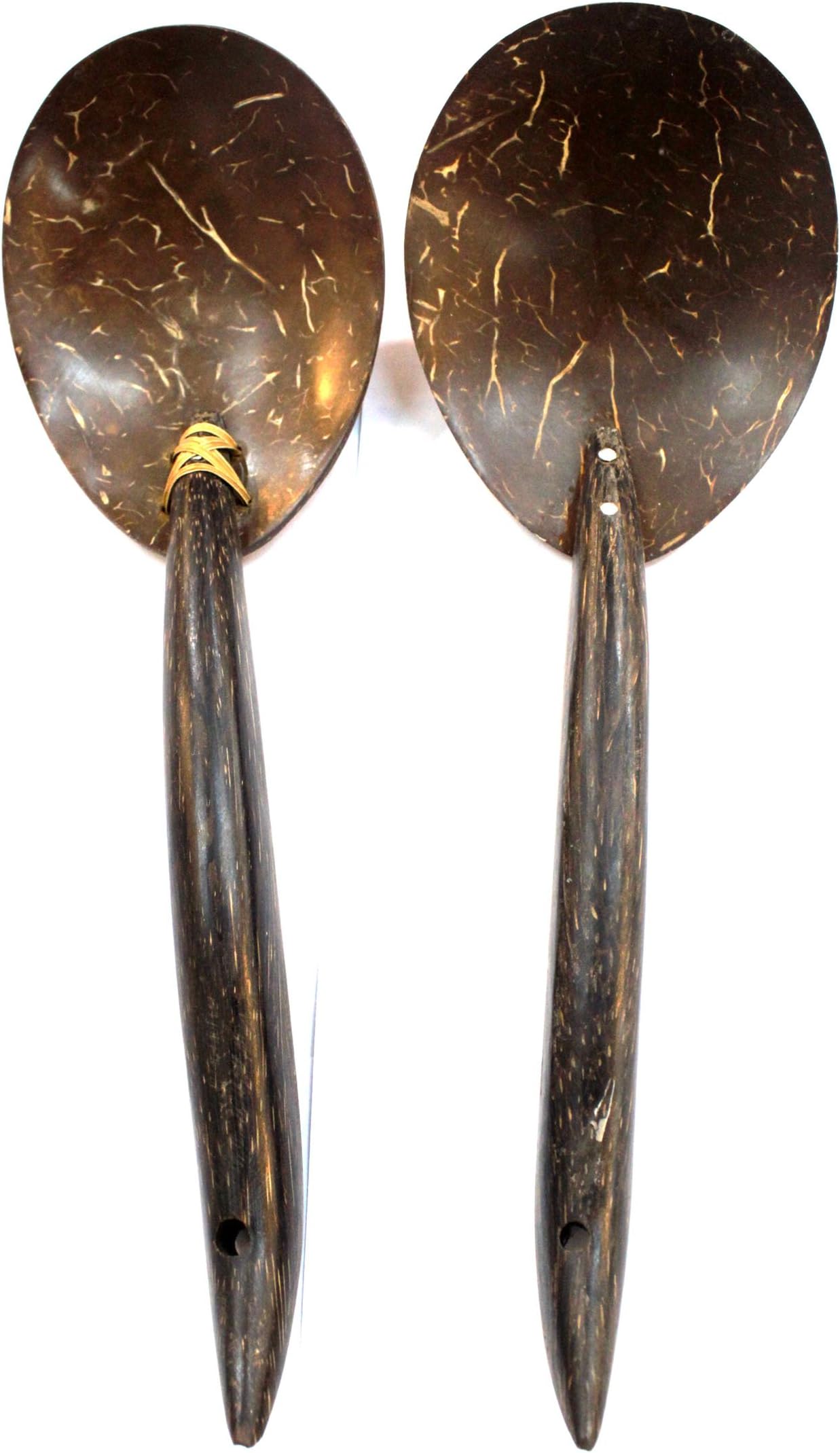 Amazon.com: EcozLaRo 10"" Handmade Coconut Shell Spoon Set - 3-Pack ...