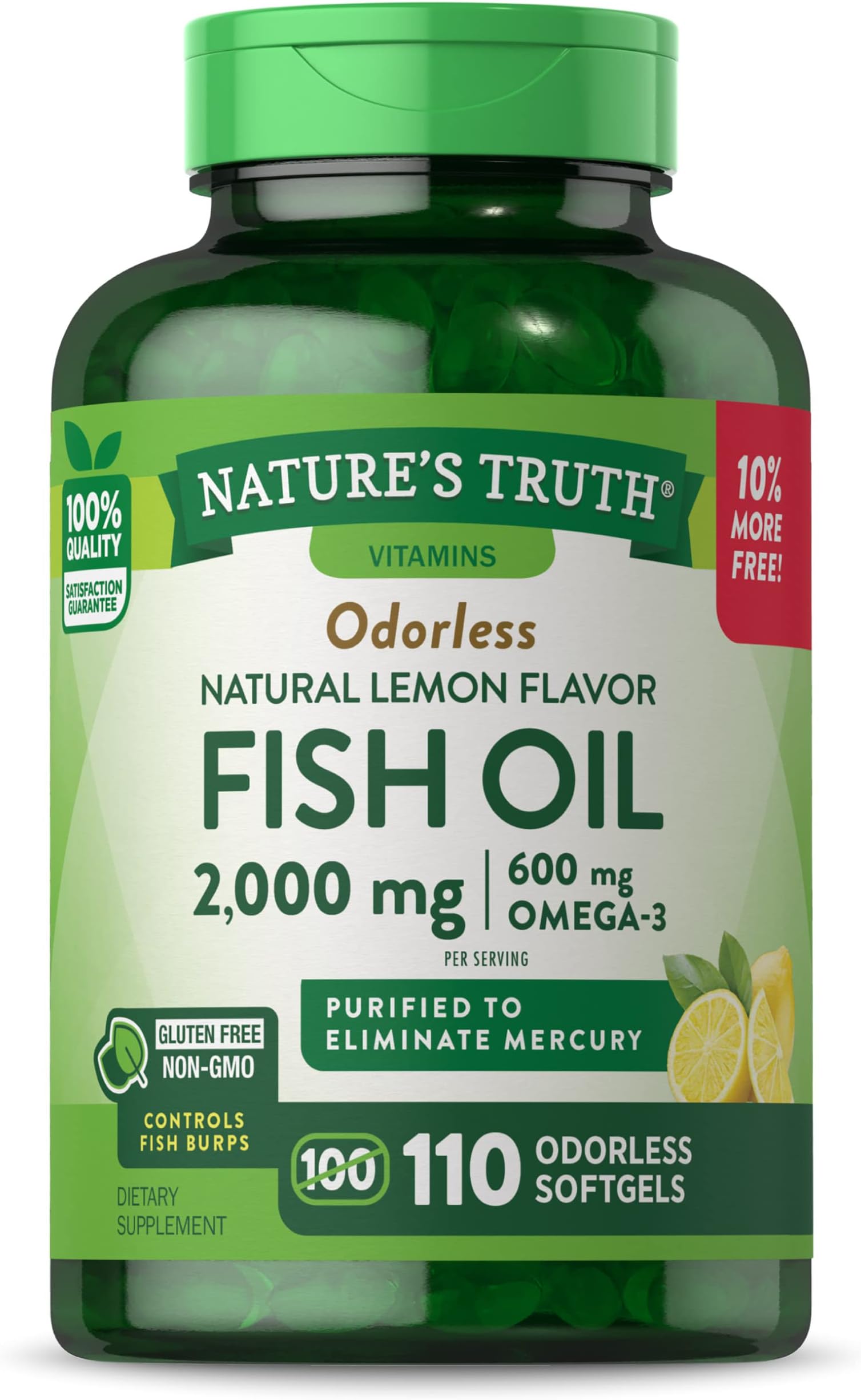 Amazon.com: Nature's Truth Fish Oil Supplement | 2000mg | 110 Softgels ...